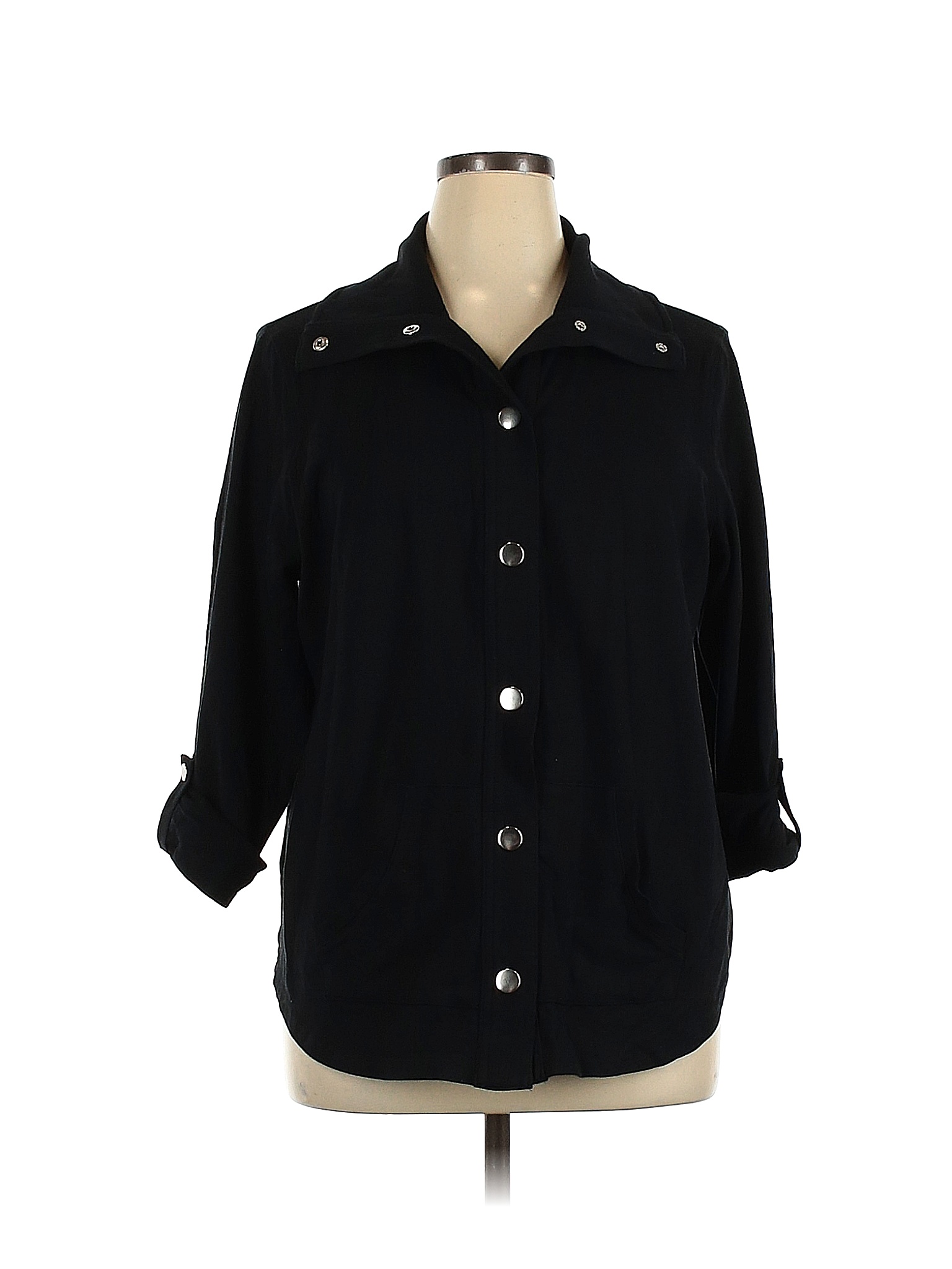 Style&Co Solid Color Block Black Jacket Size 1X (Plus) - 67% off | thredUP