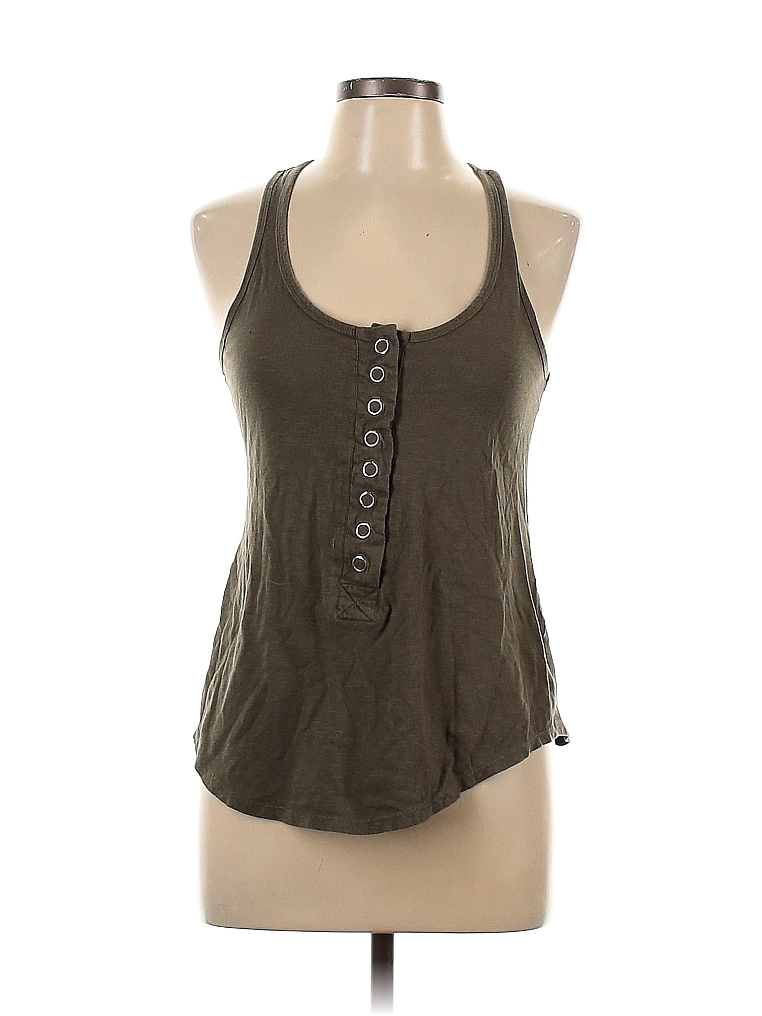 Mandee 100% Cotton Solid Green Tank Top Size L - 64% off | thredUP