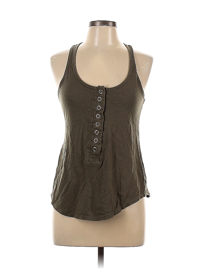 Mandee 100% Cotton Solid Green Tank Top Size L - 64% off | thredUP
