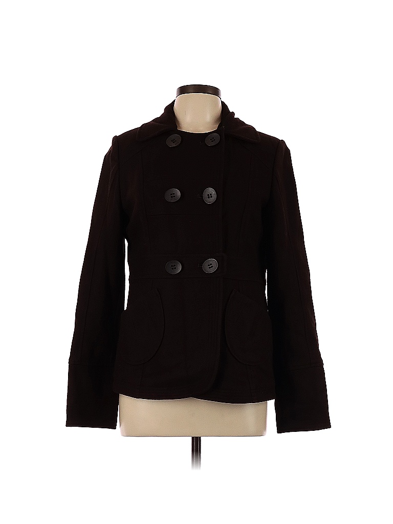 Static 100% Polyester Solid Black Brown Coat Size L - 61% off | thredUP