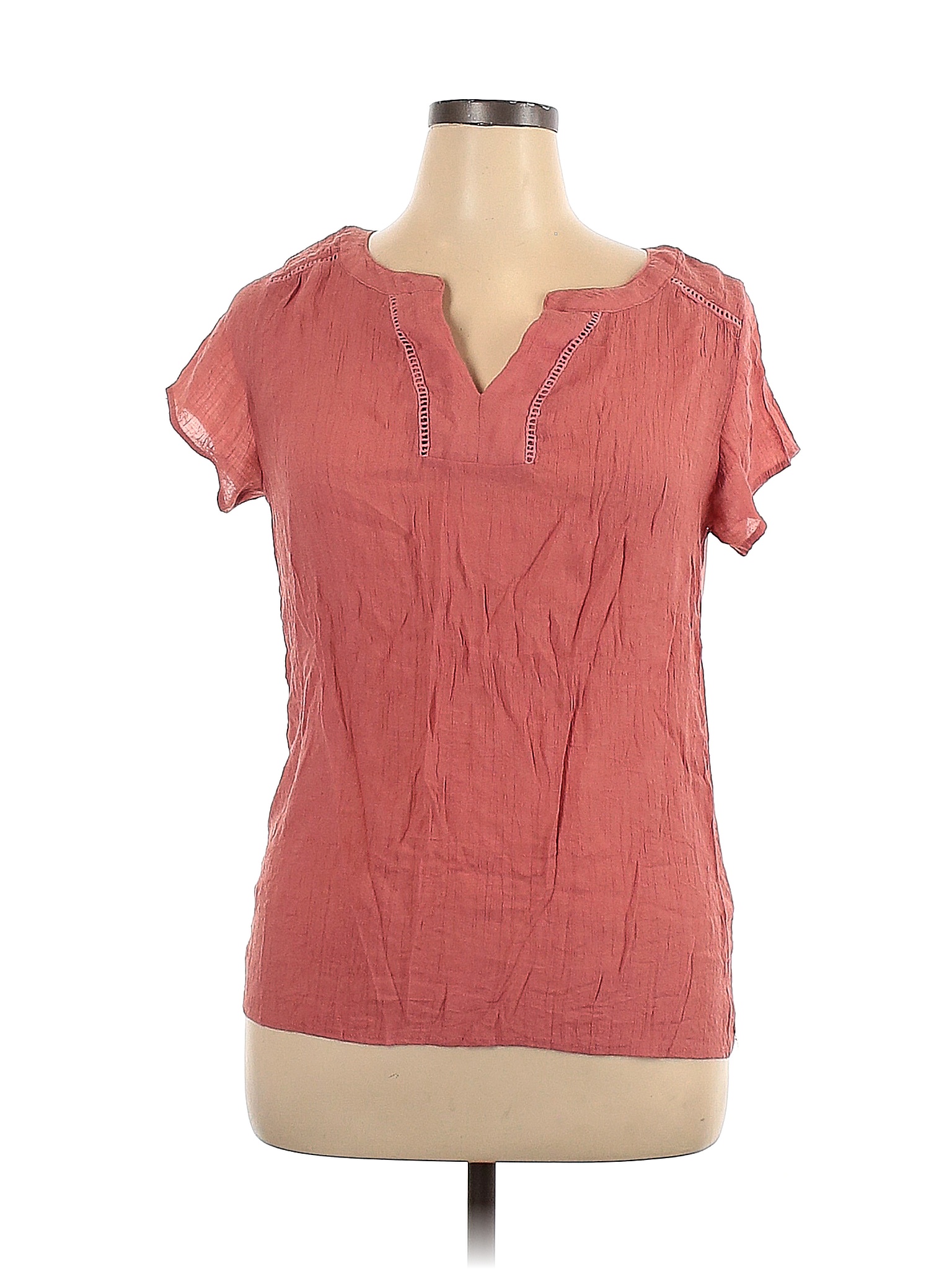 Perceptions Solid Pink Short Sleeve Blouse Size Xl 69 Off Thredup
