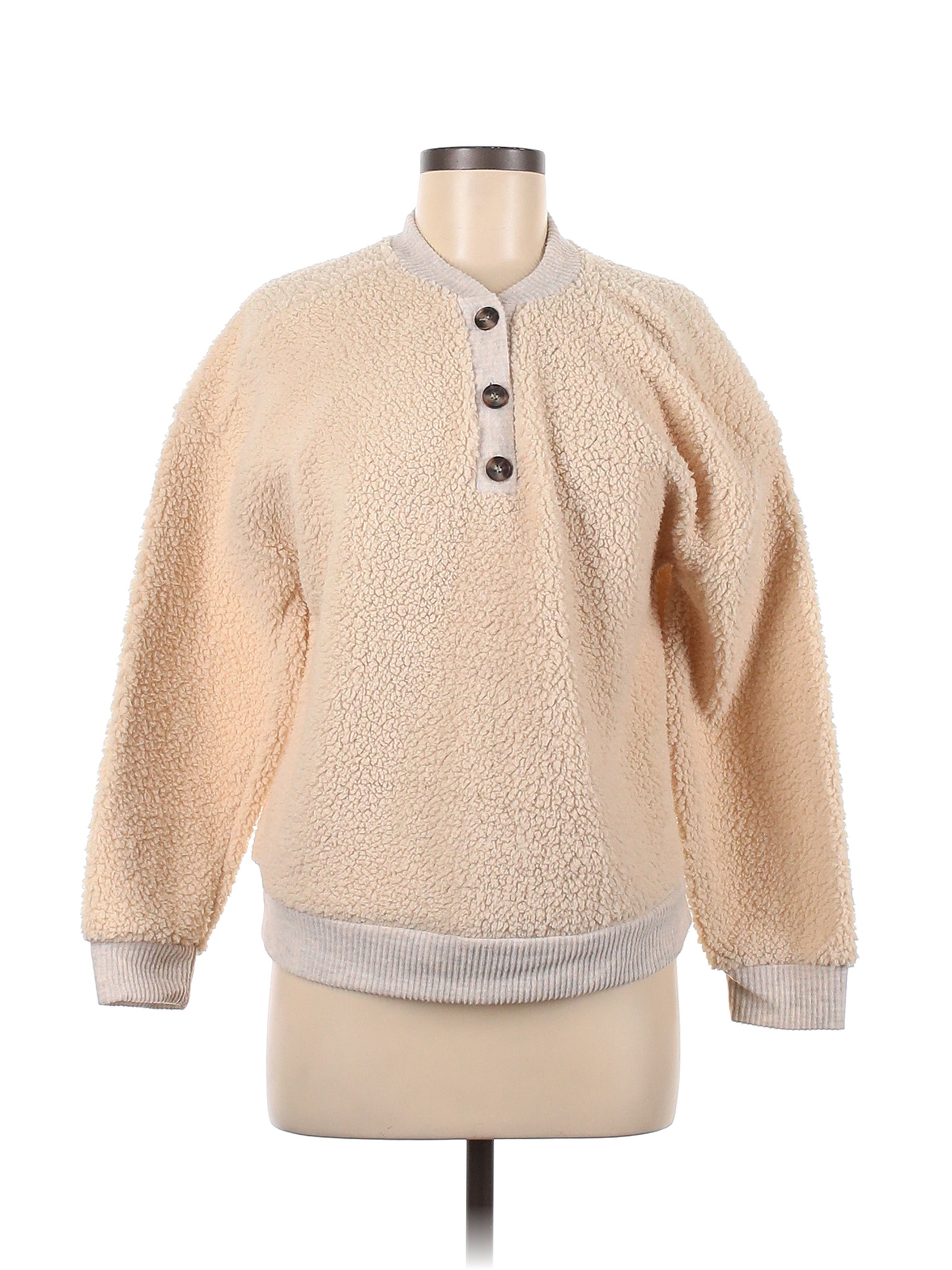 A N A A New Approach 100 Polyester Solid Color Block Tan Ivory