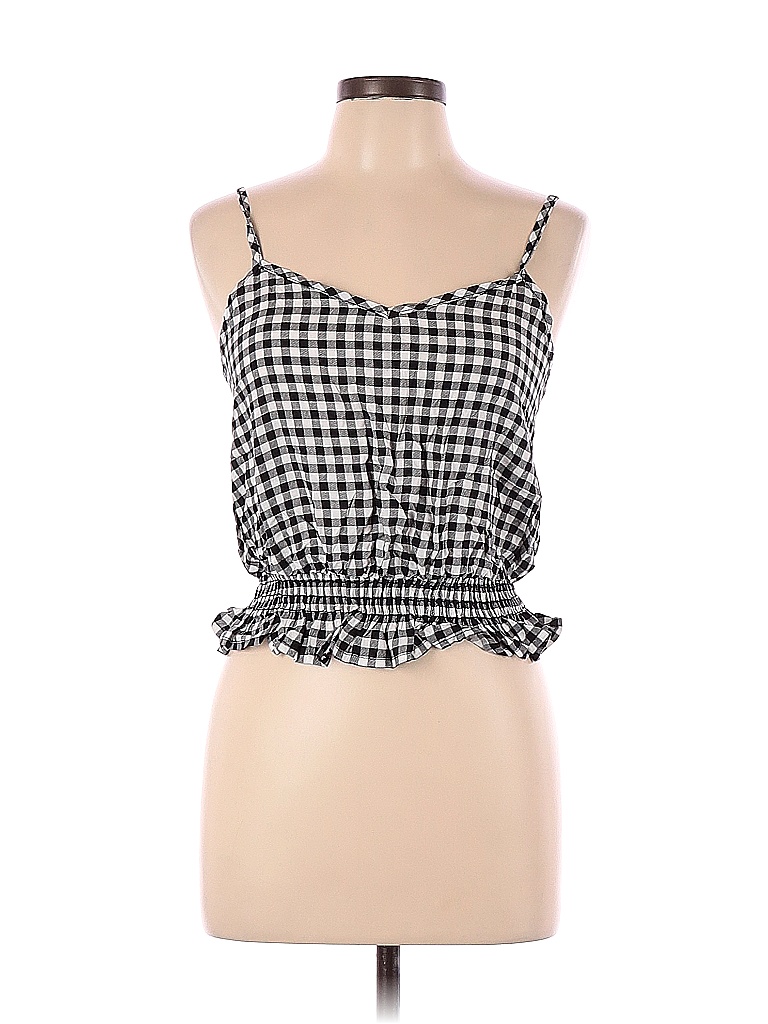Como Vintage 100% Rayon Checkered-gingham Multi Color Black Tank Top ...