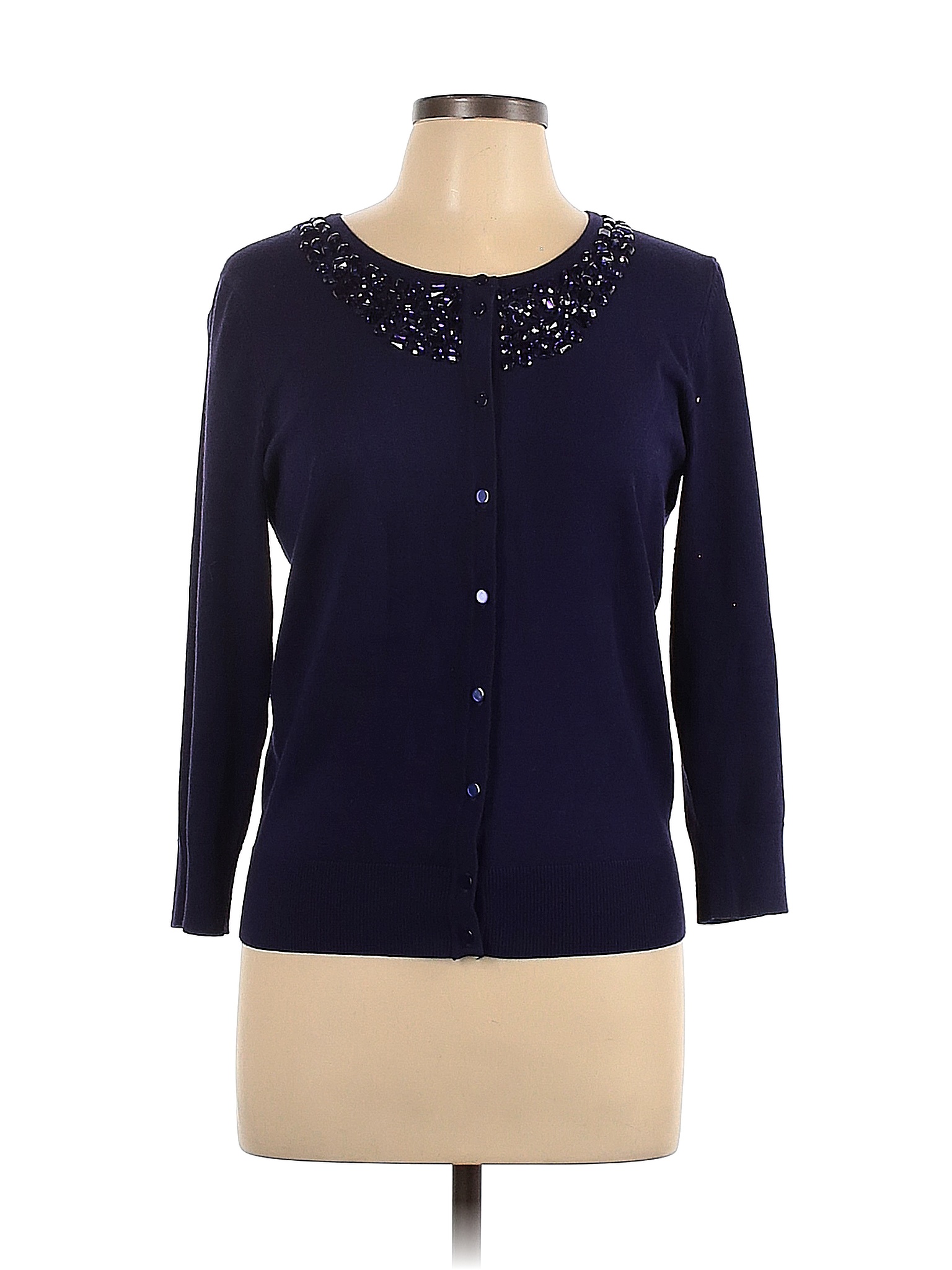 Boston Proper Solid Color Block Blue Cardigan Size L - 35% off | thredUP