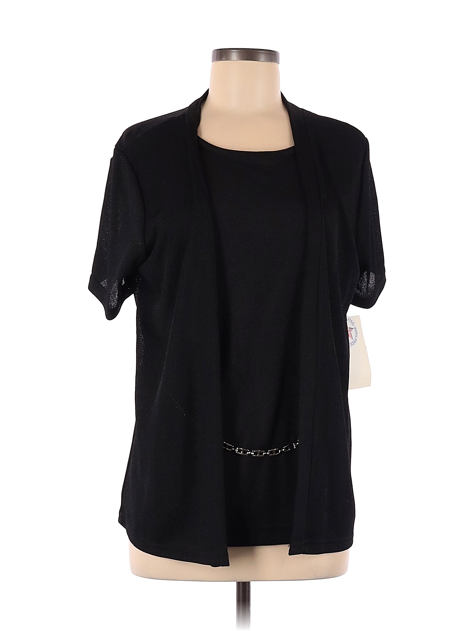 Notations 100 Polyester Solid Black Short Sleeve Top Size M 58 Off