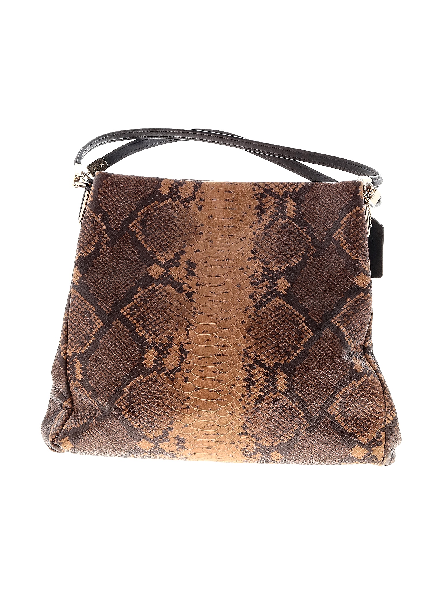 Coach 100% Leather Animal Print Brown Leather Shoulder Bag One Size ...