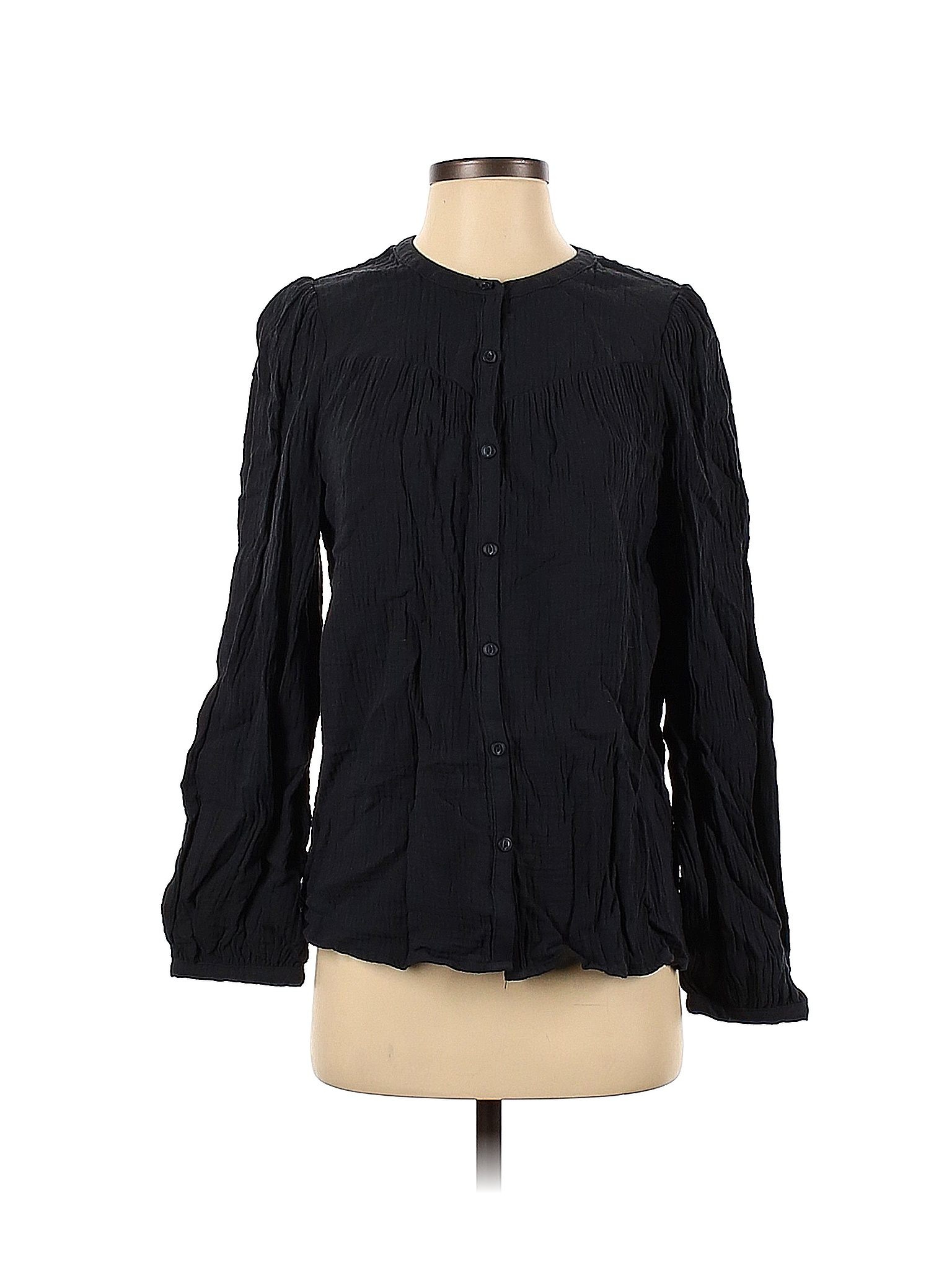 Universal Thread 100% Cotton Solid Black Gray Long Sleeve Button-Down ...