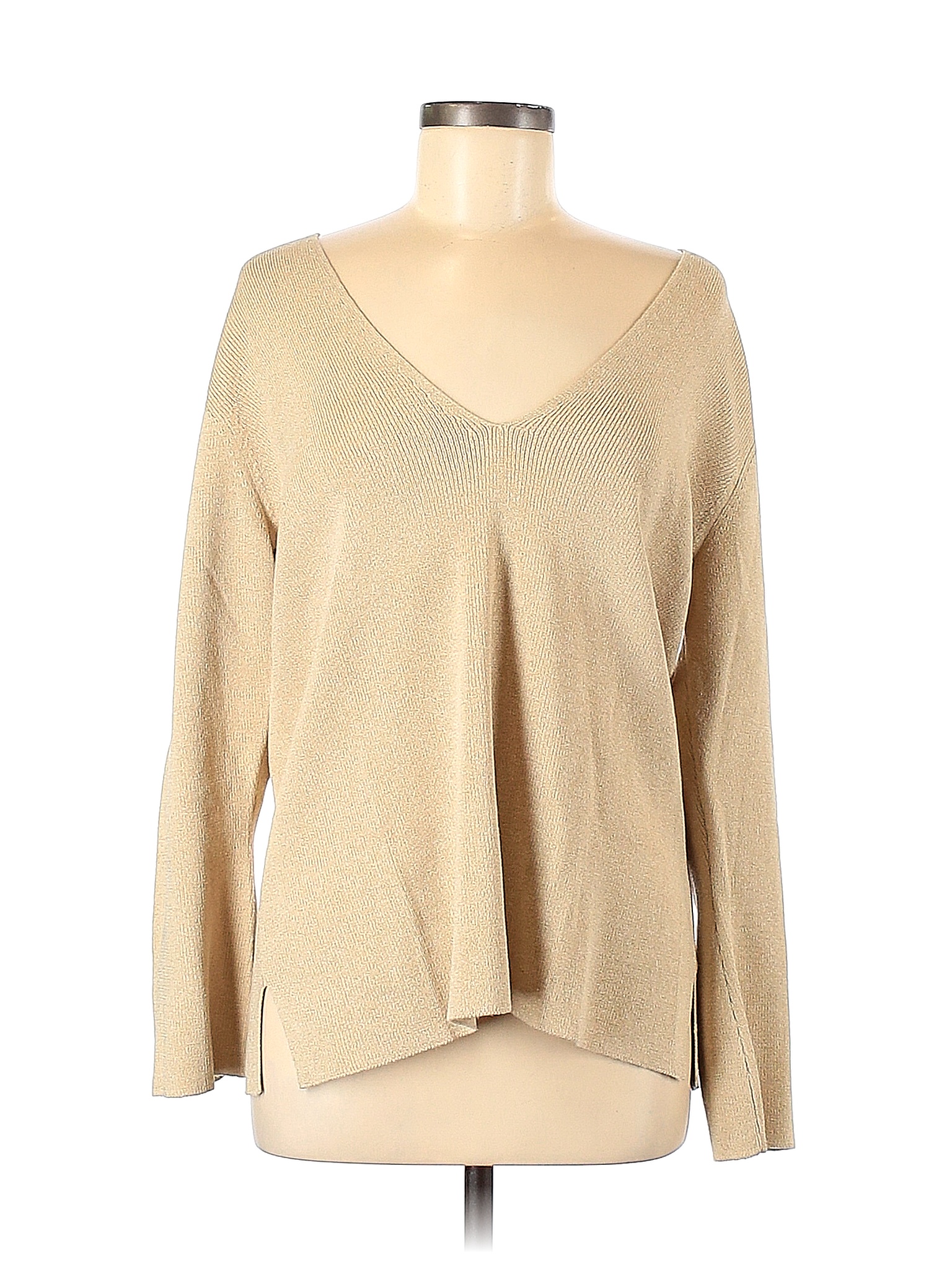 J.Jill Solid Color Block Tan Pullover Sweater Size M - 79% off | thredUP