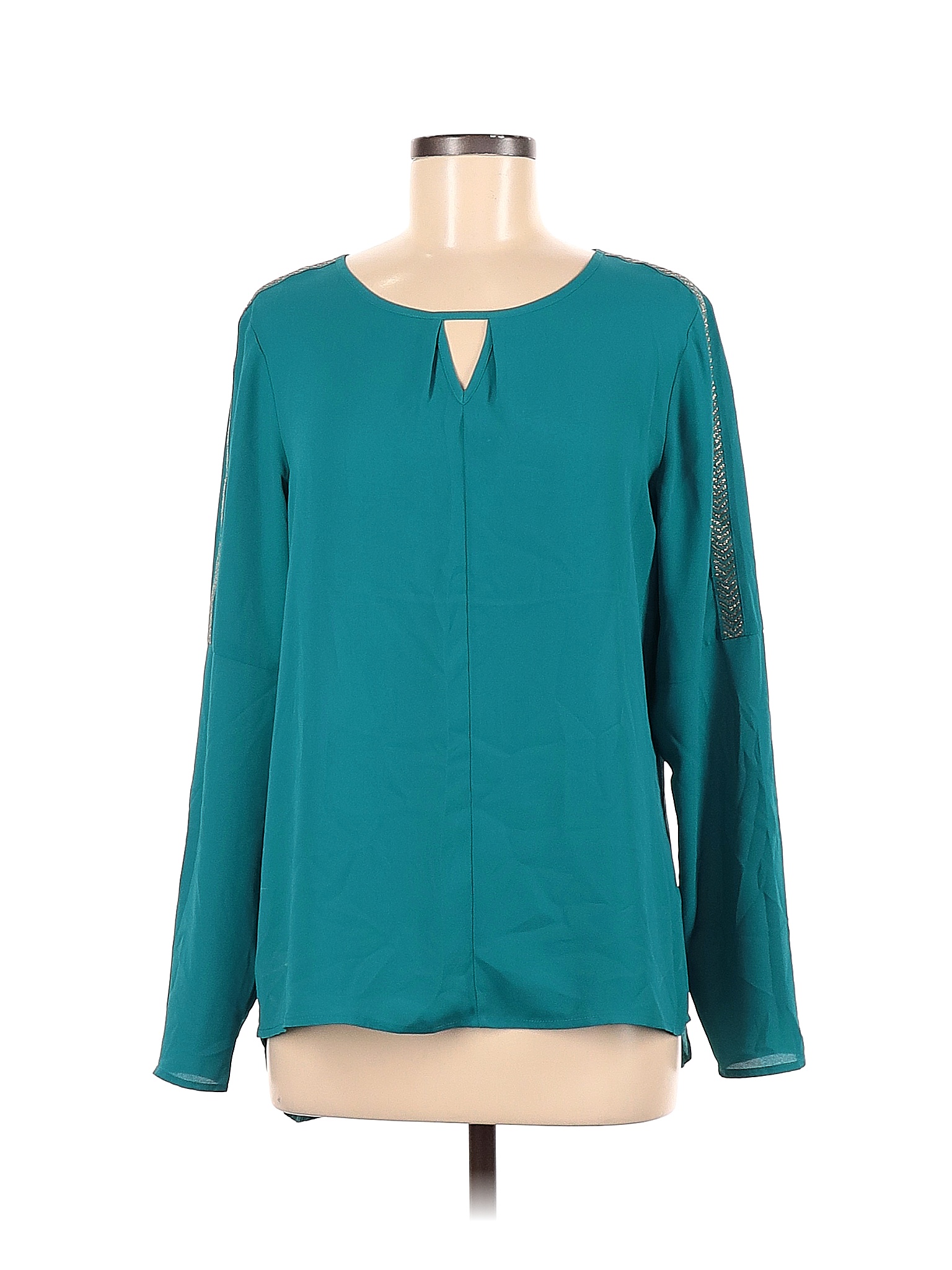 The Limited 100 Polyester Solid Teal Long Sleeve Blouse Size M 75