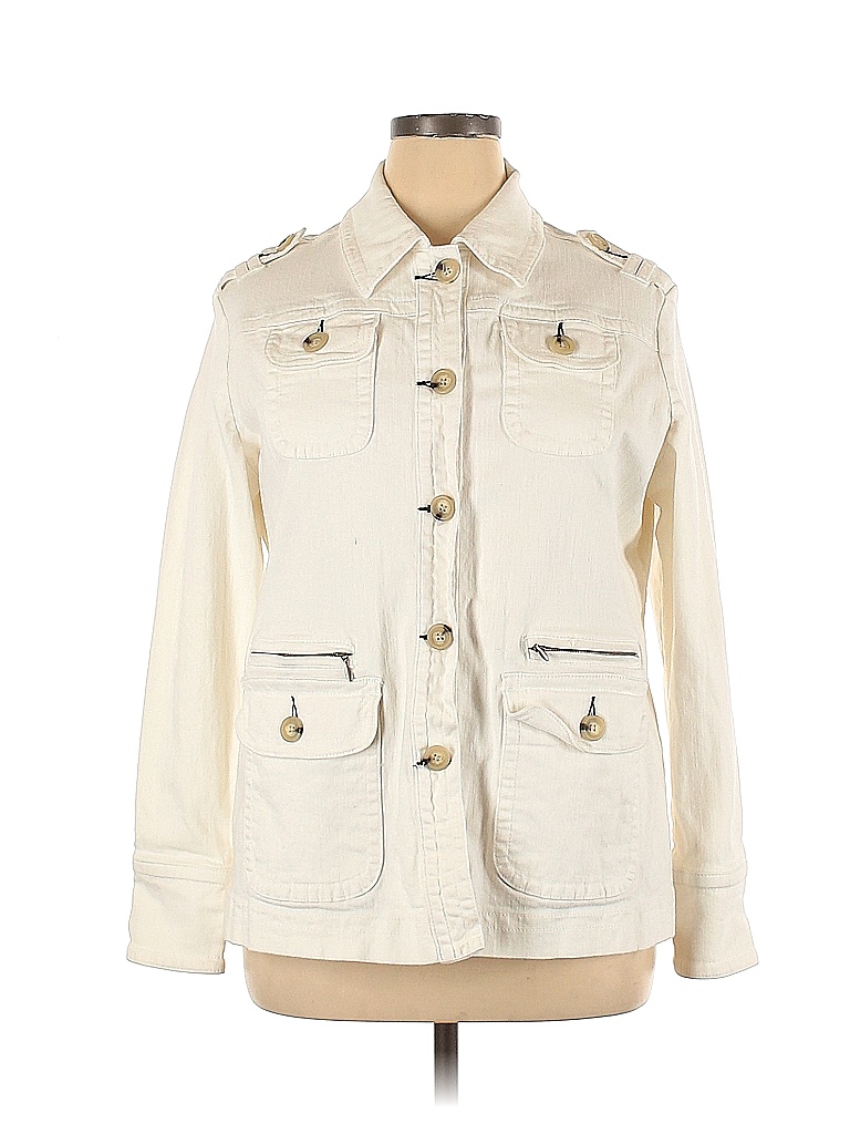 Jag Jeans Solid Ivory White Denim Jacket Size 1X (Plus) - 63% off | thredUP