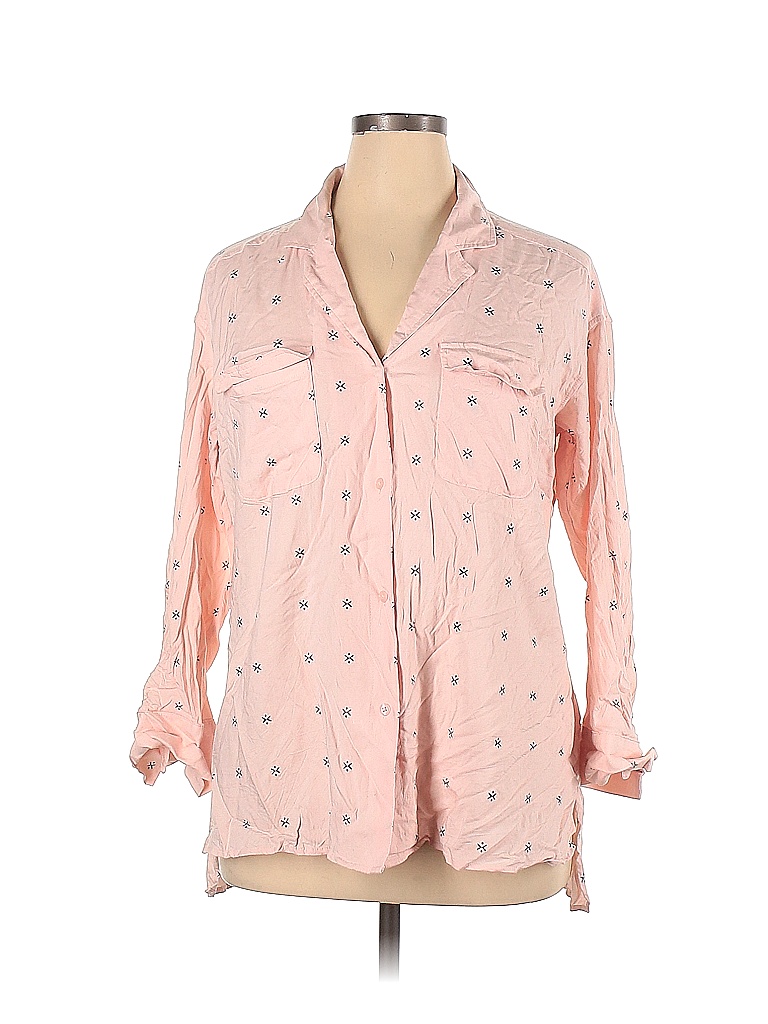 Ava & Viv 100% Rayon Pink Long Sleeve Button-Down Shirt Size 1X (Plus) - 63% off | thredUP
