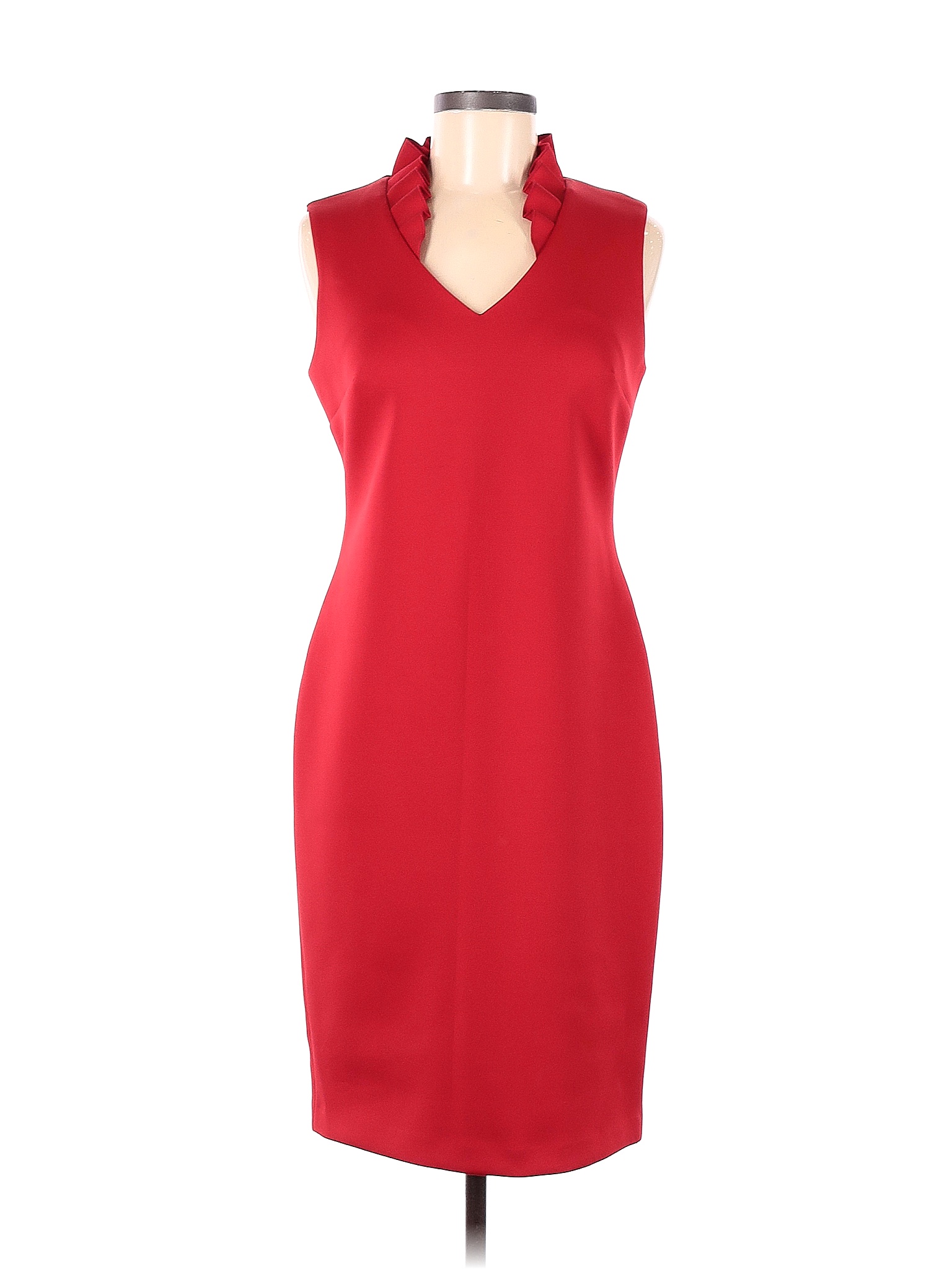 Calvin Klein Solid Red Casual Dress Size 8 75 Off Thredup