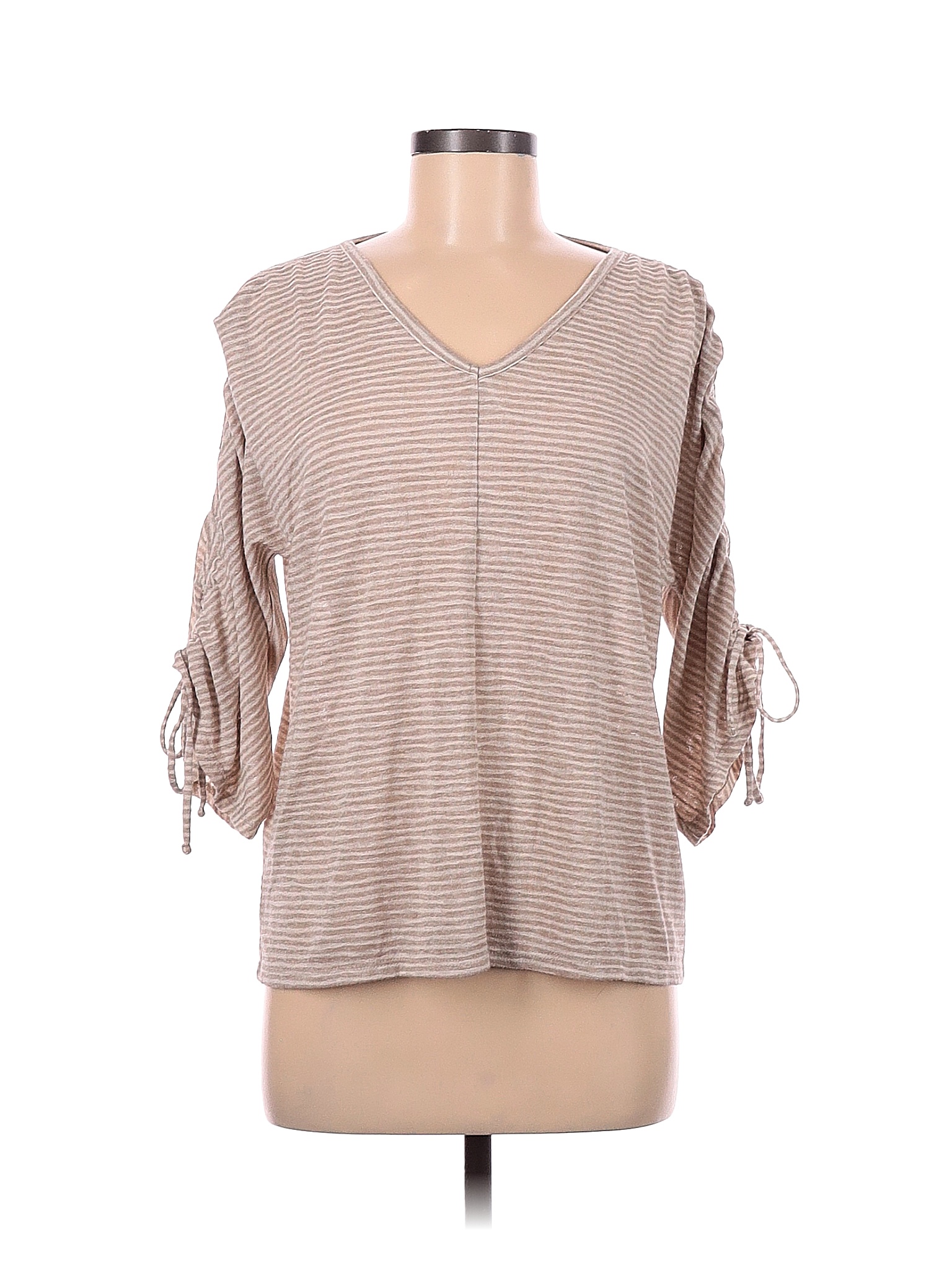 Chico's Stripes Tan Long Sleeve Top Size Med (1) - 85% off | thredUP