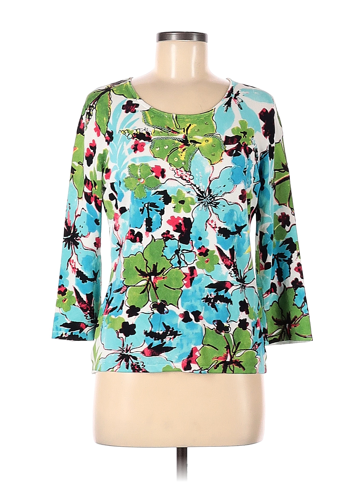 Peck And Peck Floral Blue Pullover Sweater Size M 78 Off Thredup