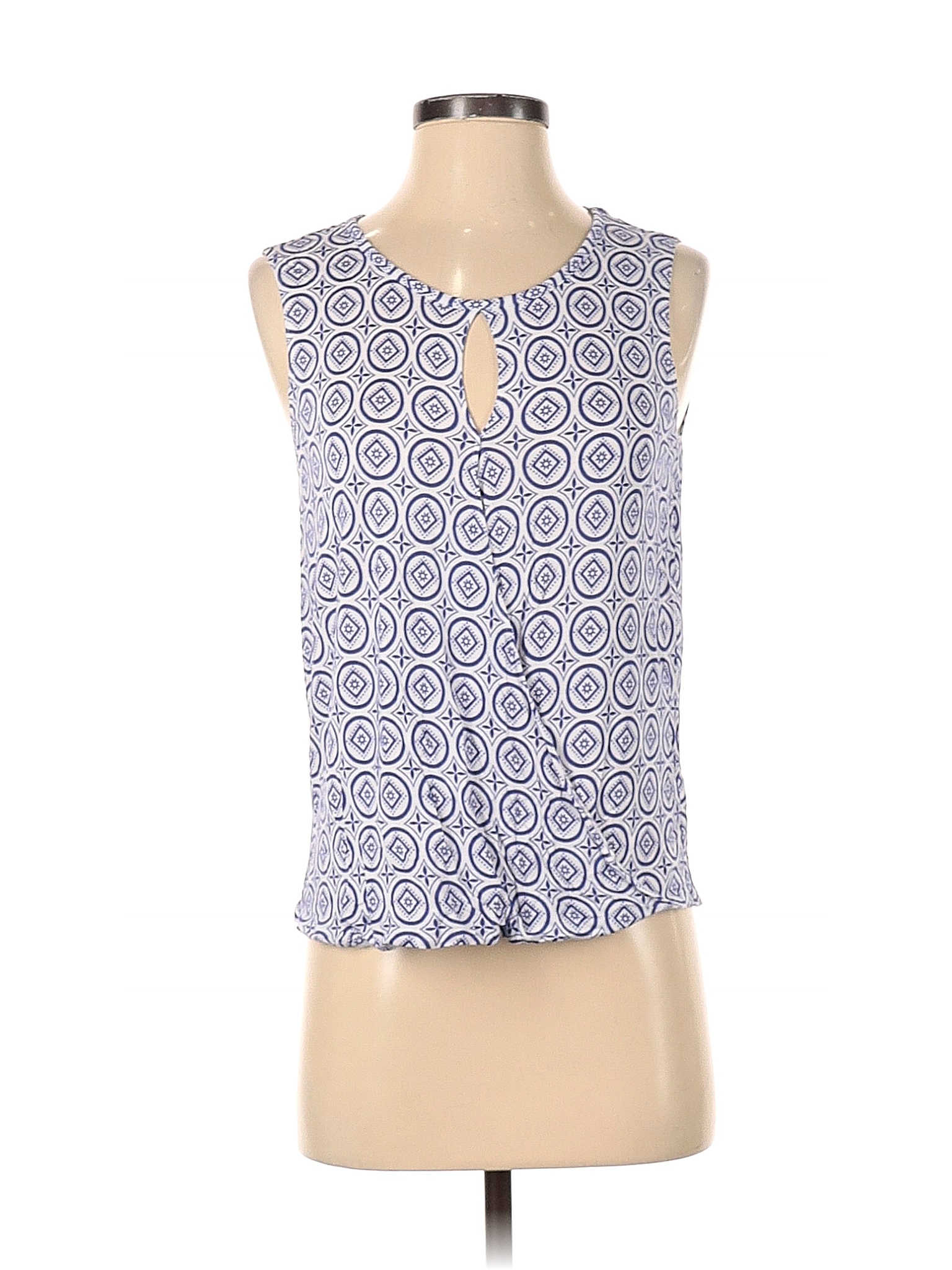 Cabi 100 Rayon Polka Dots Blue Sleeveless Blouse Size Xs 79 Off