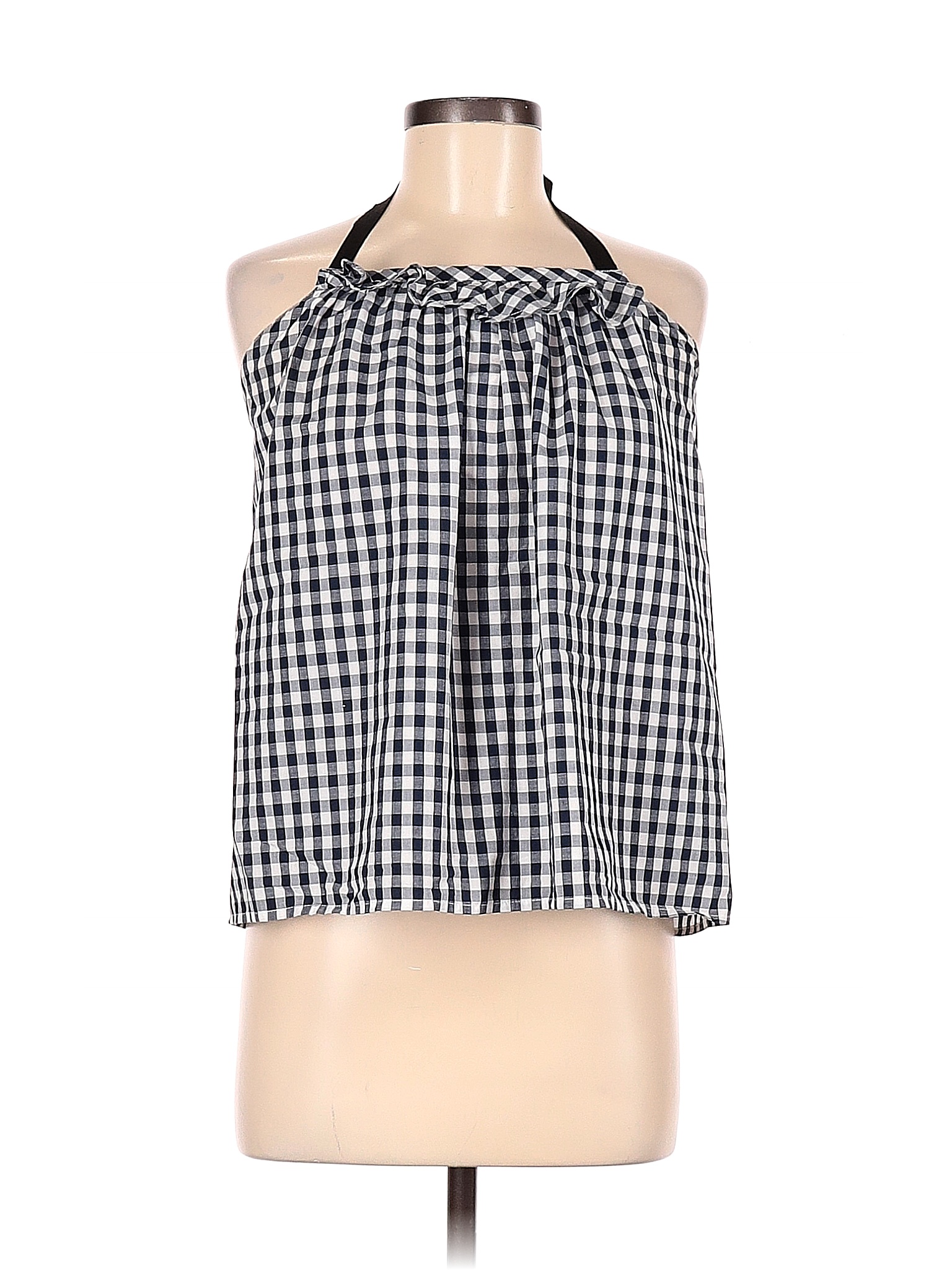 Tuckernuck 100% Cotton Checkered-gingham Multi Color Blue Halter Top ...