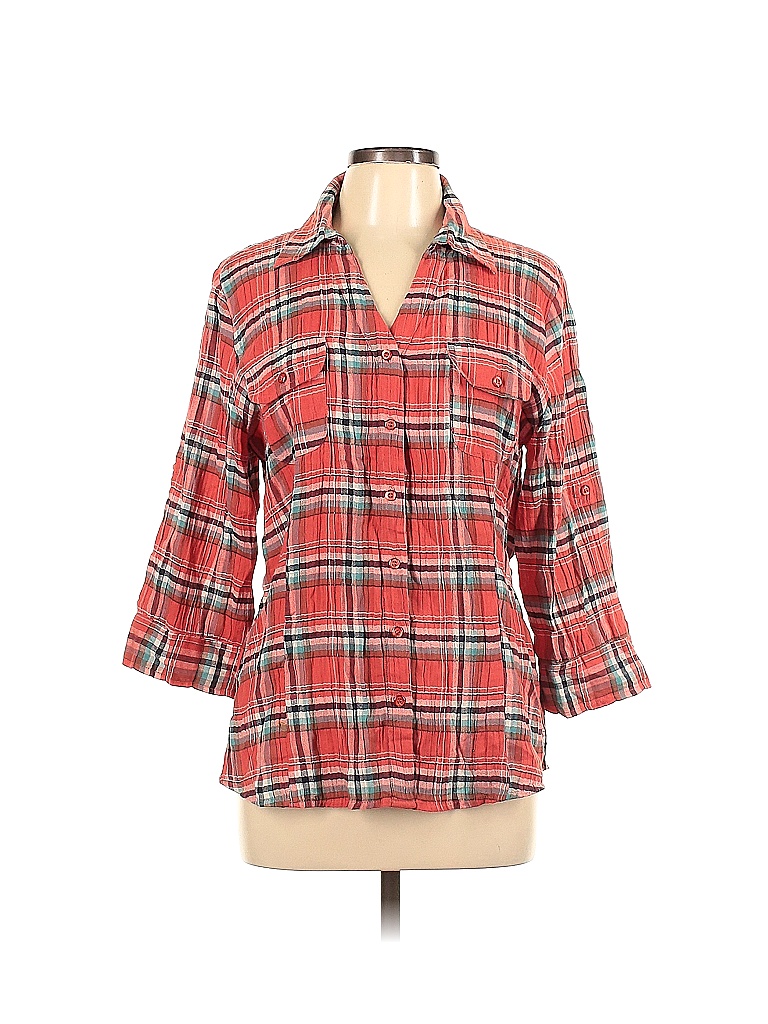 Cato Plaid Orange Long Sleeve Button-Down Shirt Size L - 66% off | thredUP