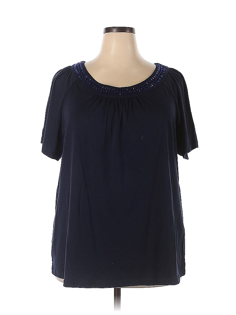 Basic Editions Blue Short Sleeve Top Size 2X (Plus) - 47% off | thredUP