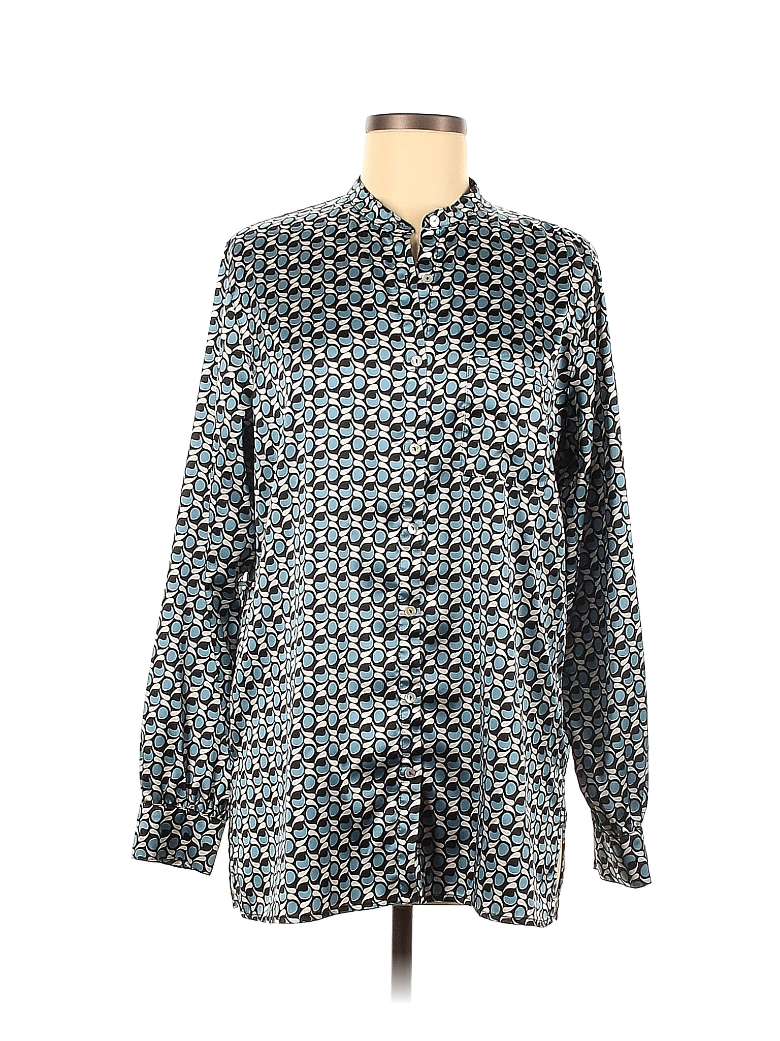 Travelsmith Floral Blue Long Sleeve Blouse Size M - 86% off | thredUP