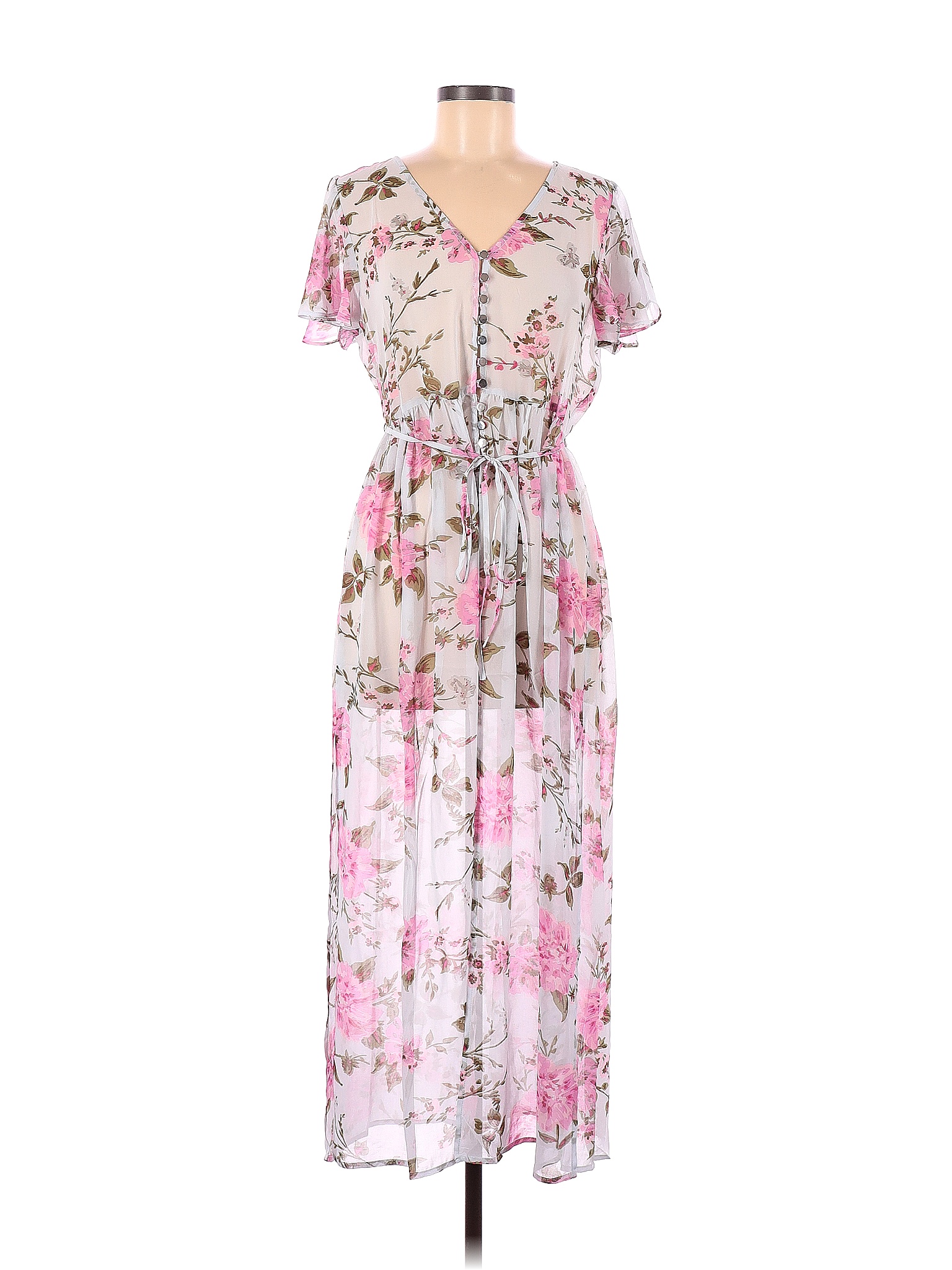 Kate And Mallory Designs 100 Polyester Floral White Cocktail Dress Size