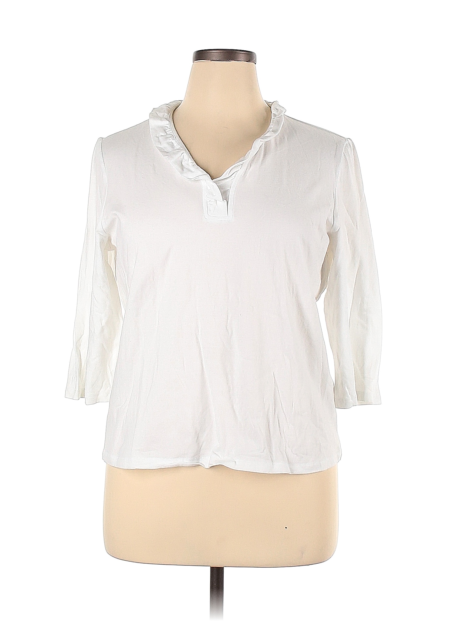 Appleseeds Solid White Long Sleeve Top Size XL - 62% off | thredUP