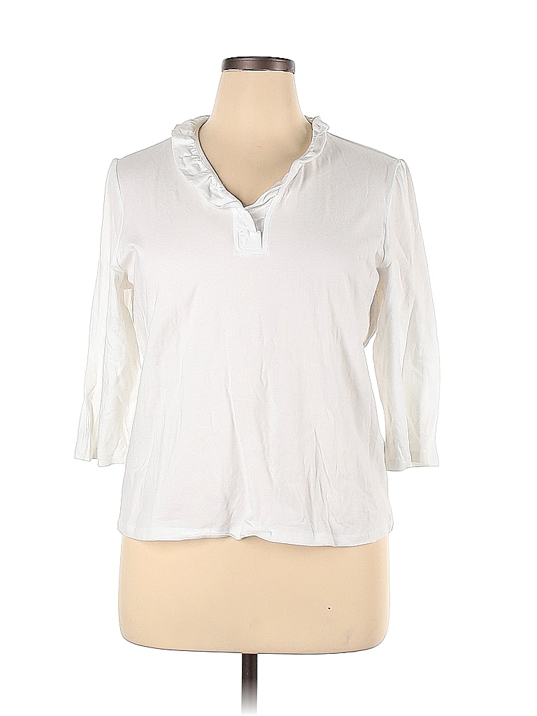 Appleseeds Solid White Long Sleeve Top Size XL - 62% off | thredUP