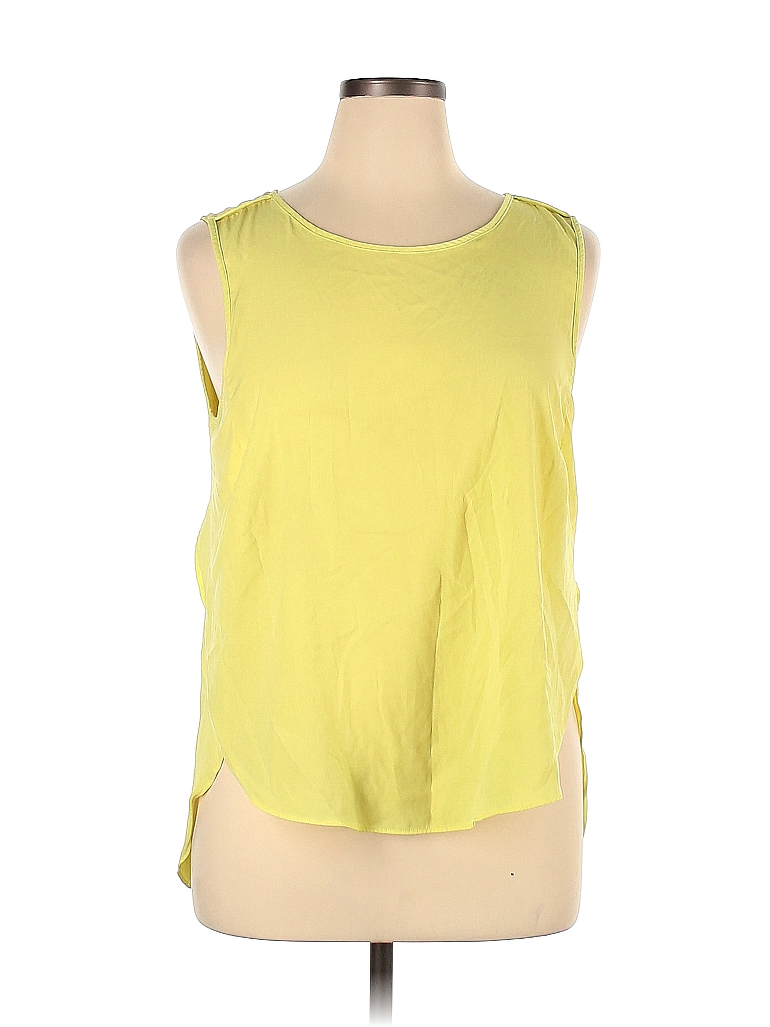 Calvin Klein Jeans 100 Polyester Solid Yellow Sleeveless Blouse Size