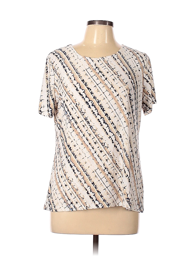 JM Collection Ivory Short Sleeve Top Size L - 48% off | ThredUp