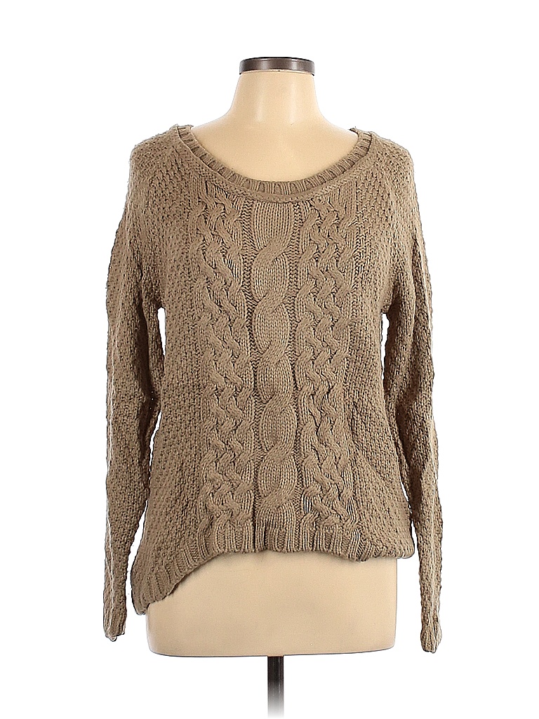 a.n.a. A New Approach 100% Acrylic Solid Color Block Brown Tan Pullover ...