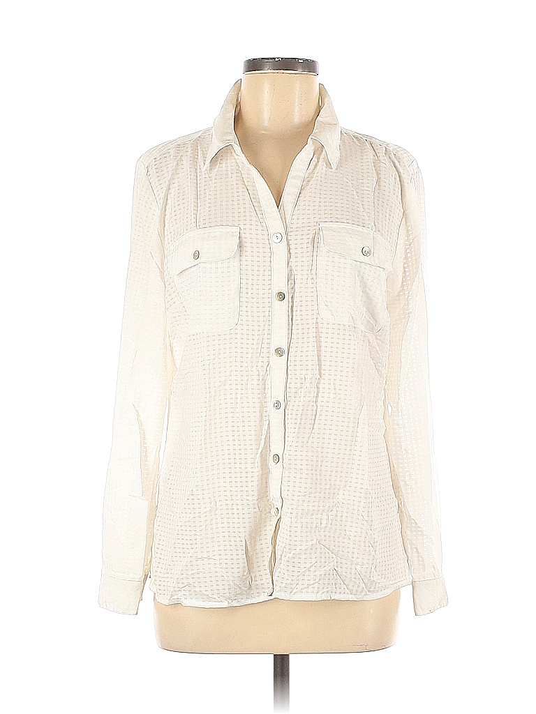Notations 100 Polyester White Long Sleeve Blouse Size M 57 Off