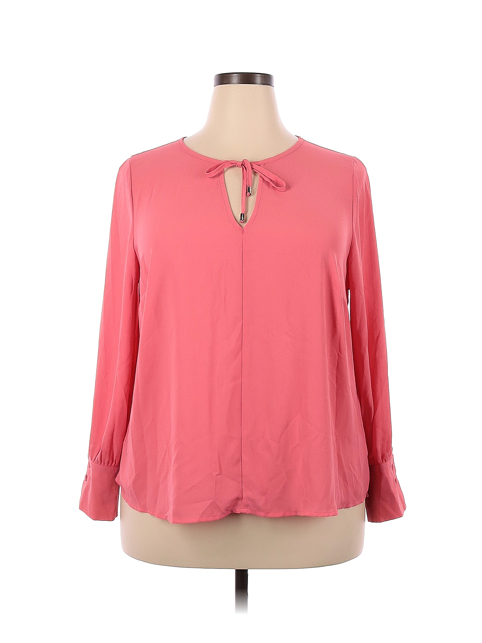 ELOQUII 100% Polyester Solid Colored Pink Long Sleeve Blouse Size 20 (Plus) - 71% off | thredUP