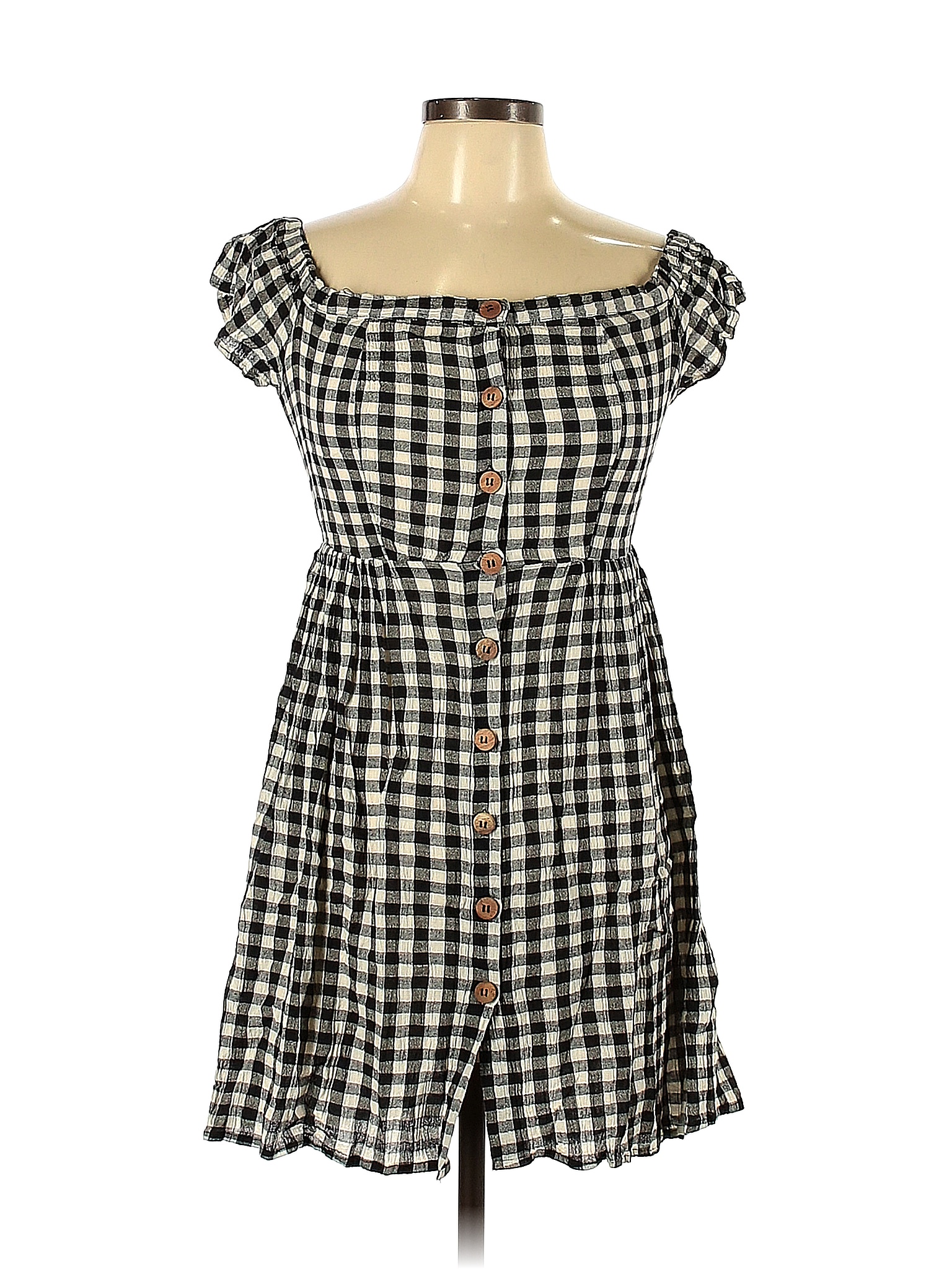 Primark Checkered-gingham Multi Color Black Casual Dress Size 10 - 78% ...
