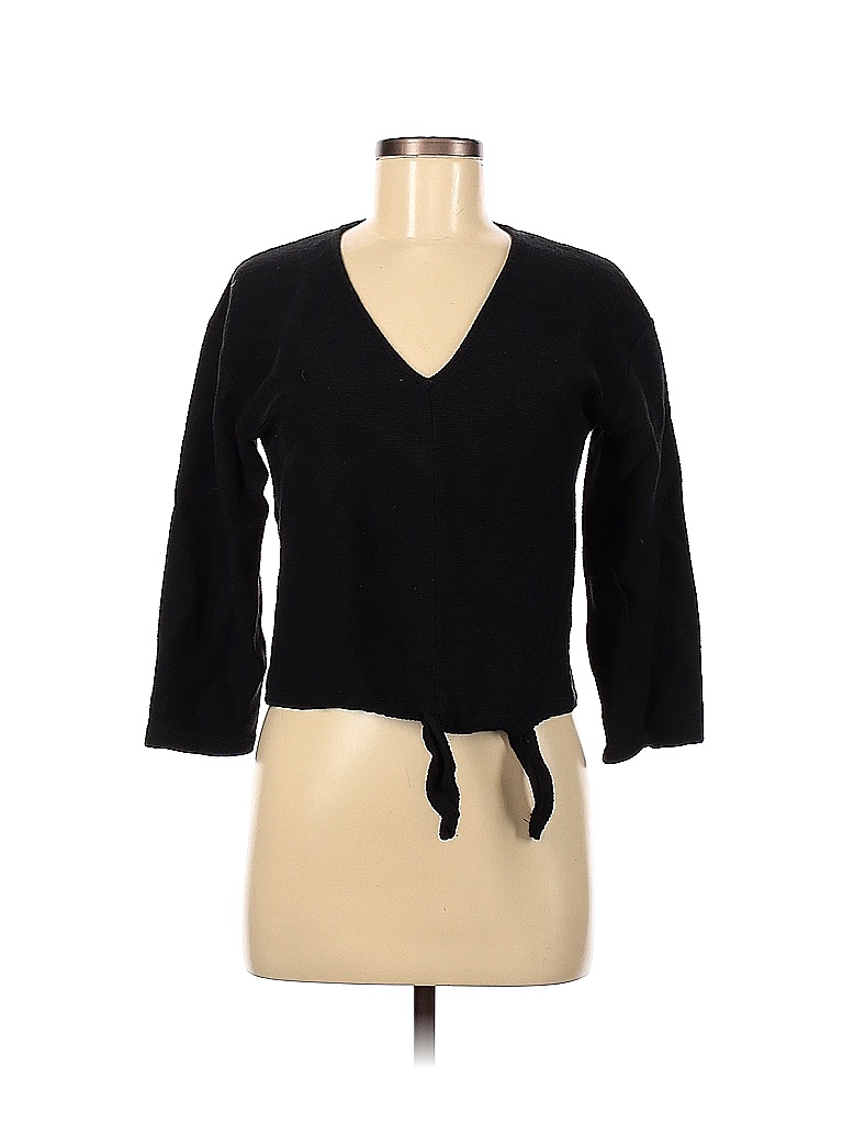Texture And Thread Madewell 100 Cotton Solid Black Long Sleeve Top Size