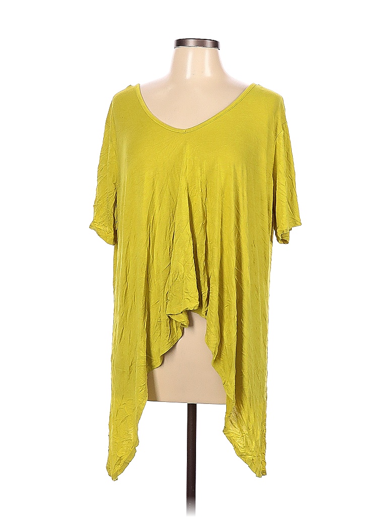 Ashley Stewart Solid Yellow Short Sleeve Top Size 14 16 Plus 68