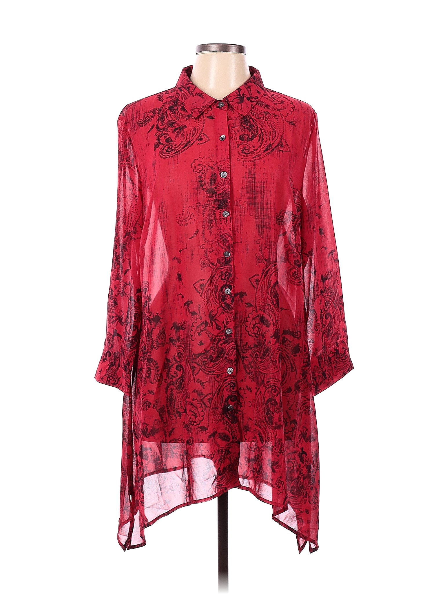 North Style 100% Polyester Red Short Sleeve Blouse Size L - 72% off ...