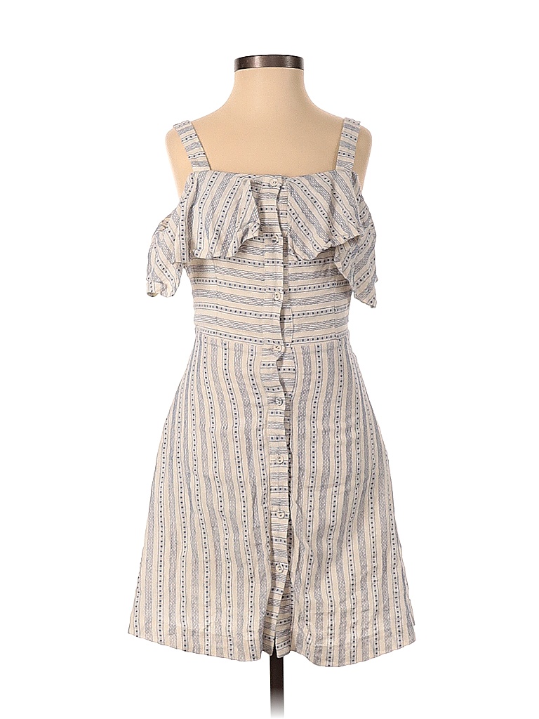 J.O.A. Just One Answer 100% Cotton Stripes Ivory Casual Dress Size XS ...