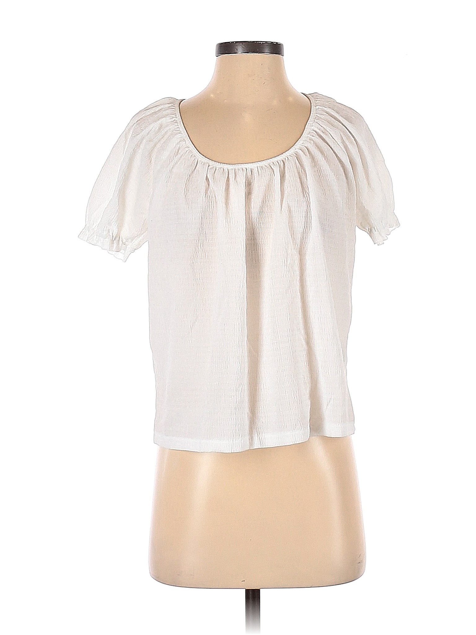 TeXTURE & THREAD Madewell Solid White Short Sleeve Blouse Size S - 75% ...