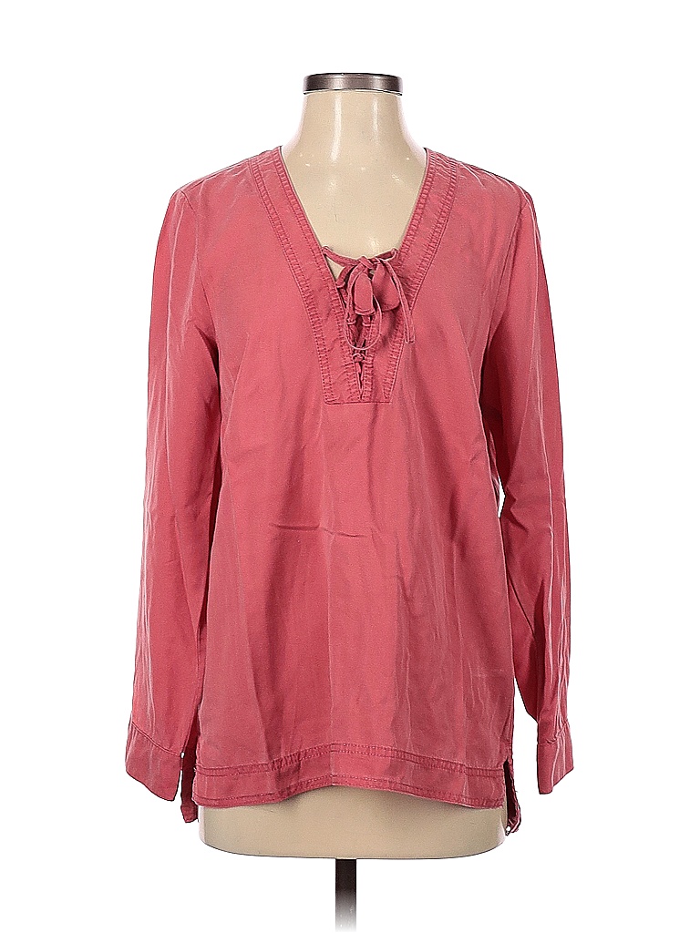 J.Jill 100% Tencel Lyocell Solid Colored Pink Long Sleeve Blouse Size S - 86% off | thredUP