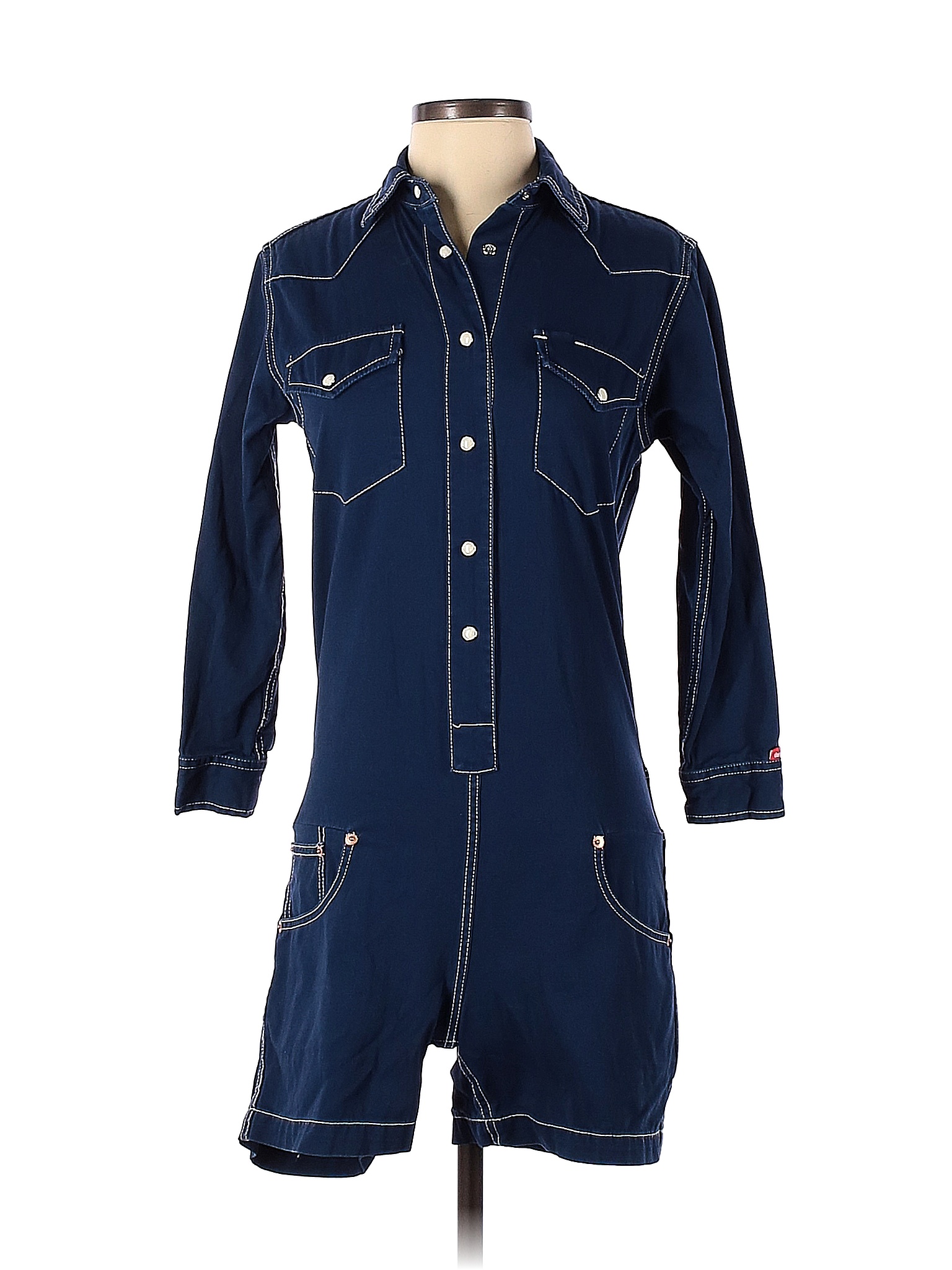 Denimist 100% Cotton Solid Blue Cowboy Denim Romper Size S - 91% off ...