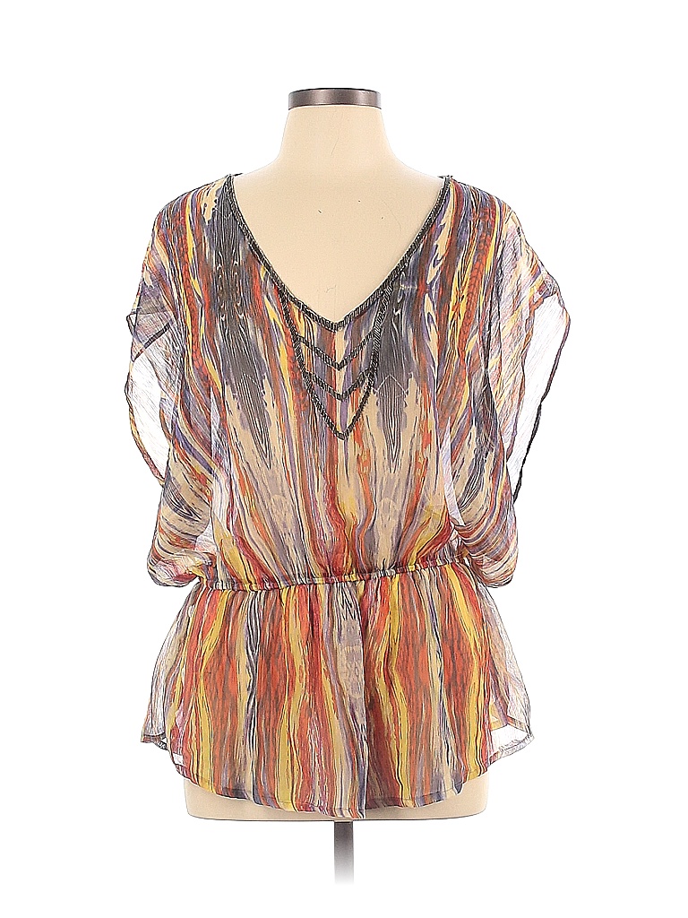 Mandee 100% Polyester Blue Short Sleeve Blouse Size L - 71% off | thredUP