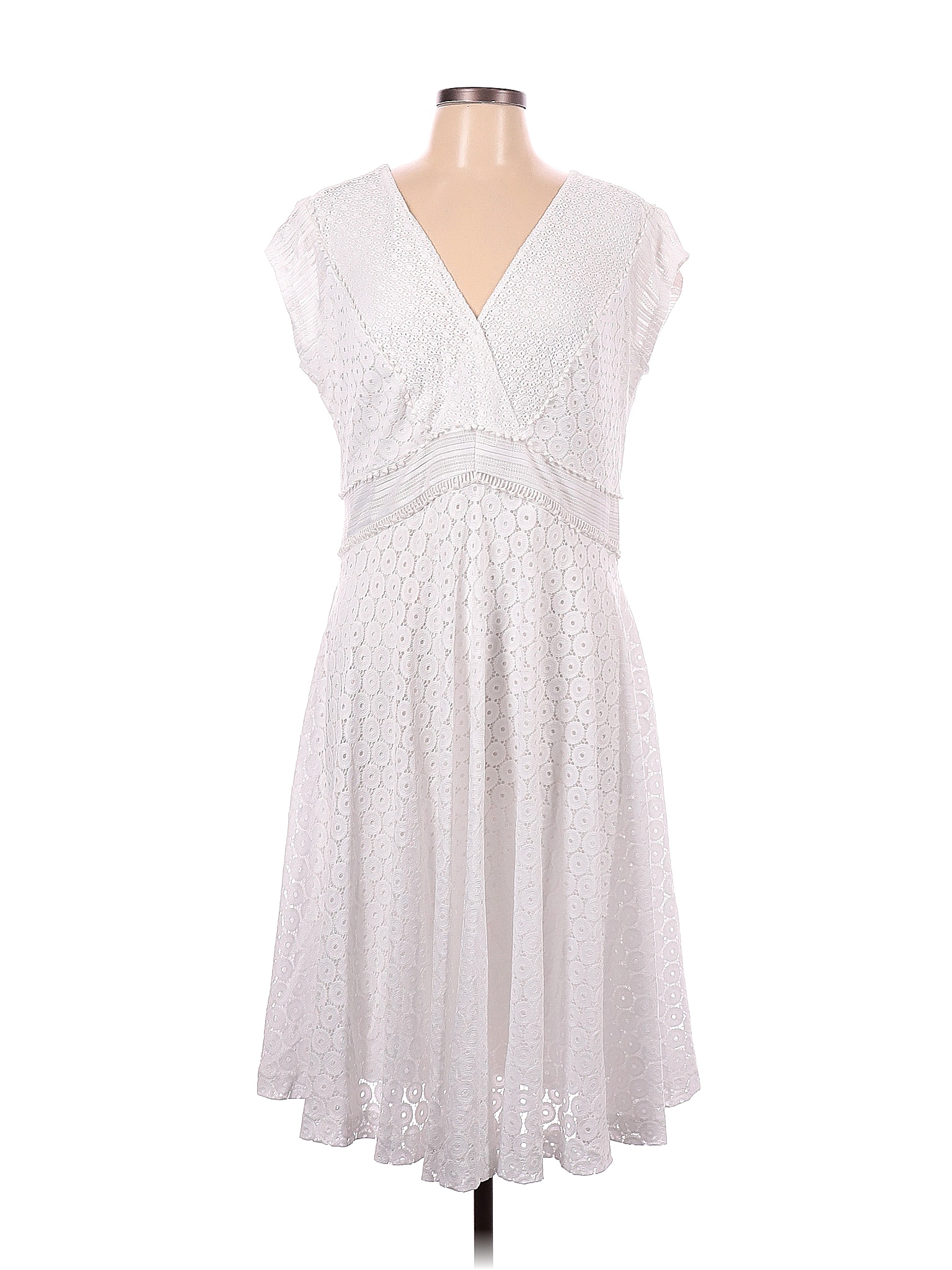 Lane Bryant 100% Polyester Solid White Casual Dress Size 16 (Plus) - 68 ...