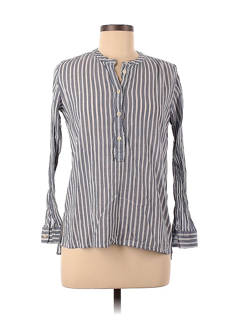 J.Crew 100% Cotton Stripes Blue Long Sleeve Blouse Size 2 - 93% off | thredUP
