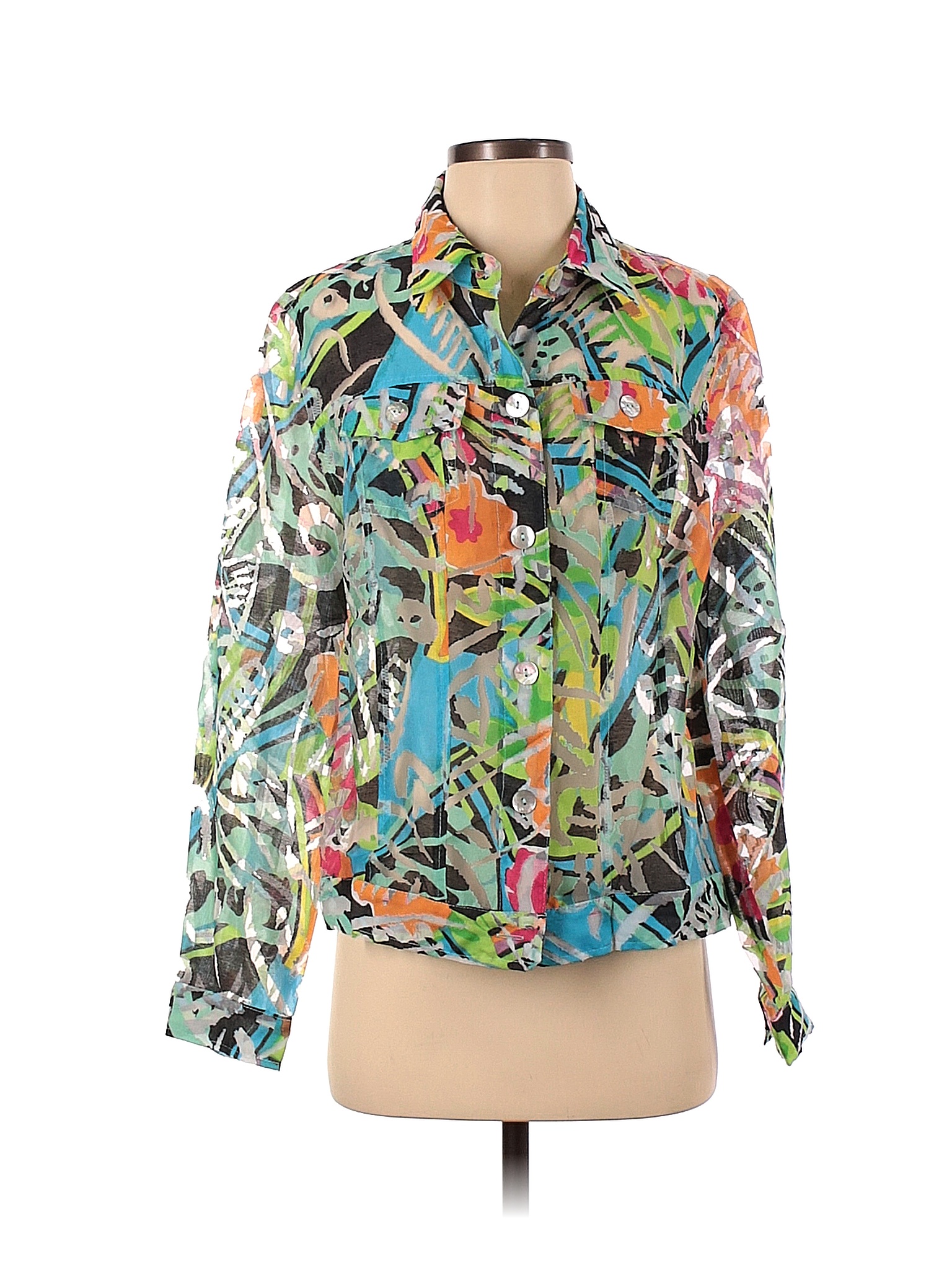 Travelsmith Floral Multi Color Blue Jacket Size S - 85% off | thredUP