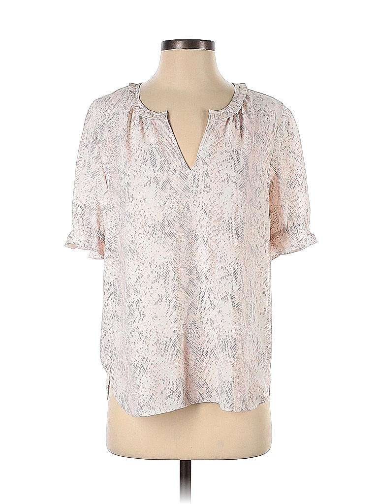 Ann Taylor LOFT Outlet 100% Polyester White Short Sleeve Blouse Size S ...