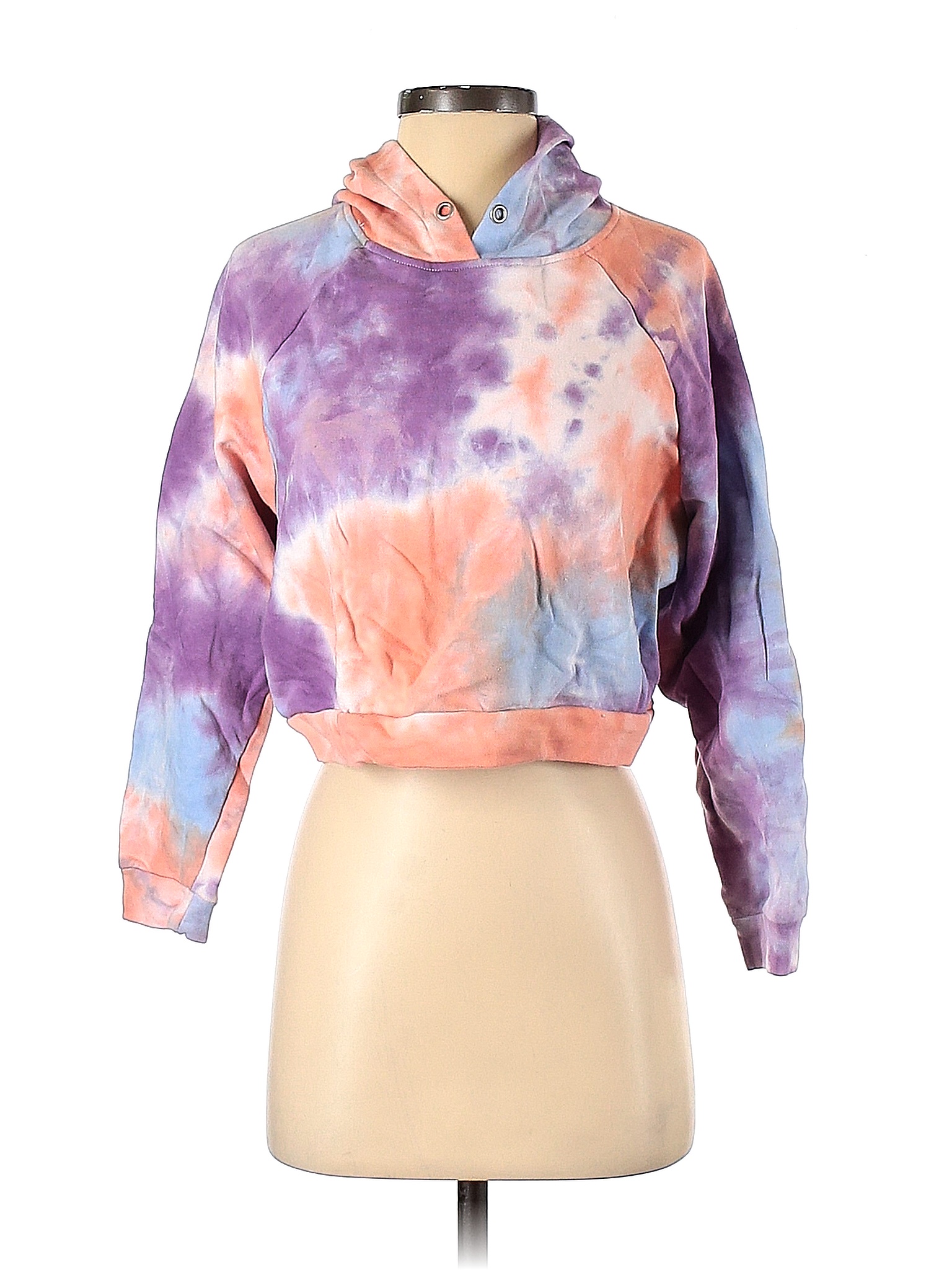 Le Lis 100% Cotton Tie-dye Multi Color Orange Pullover Hoodie Size S ...
