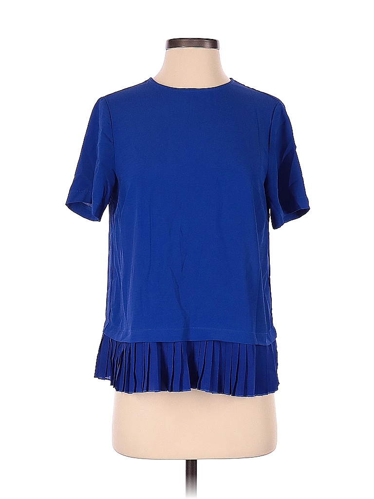 Assorted Brands 100 Polyester Solid Sapphire Blue Short Sleeve Blouse