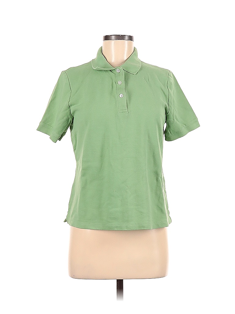 Appleseeds 100 Cotton Solid Green Short Sleeve Polo Size M 69 Off