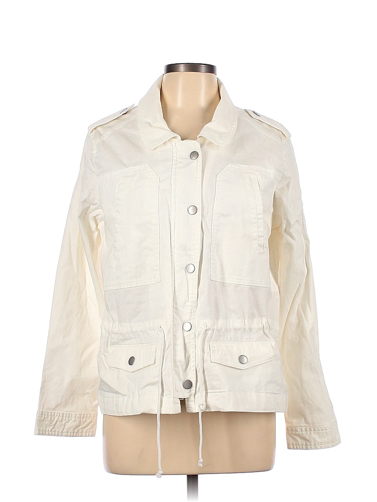 Jockey Solid Colored White Denim Jacket Size L - 66% off | thredUP