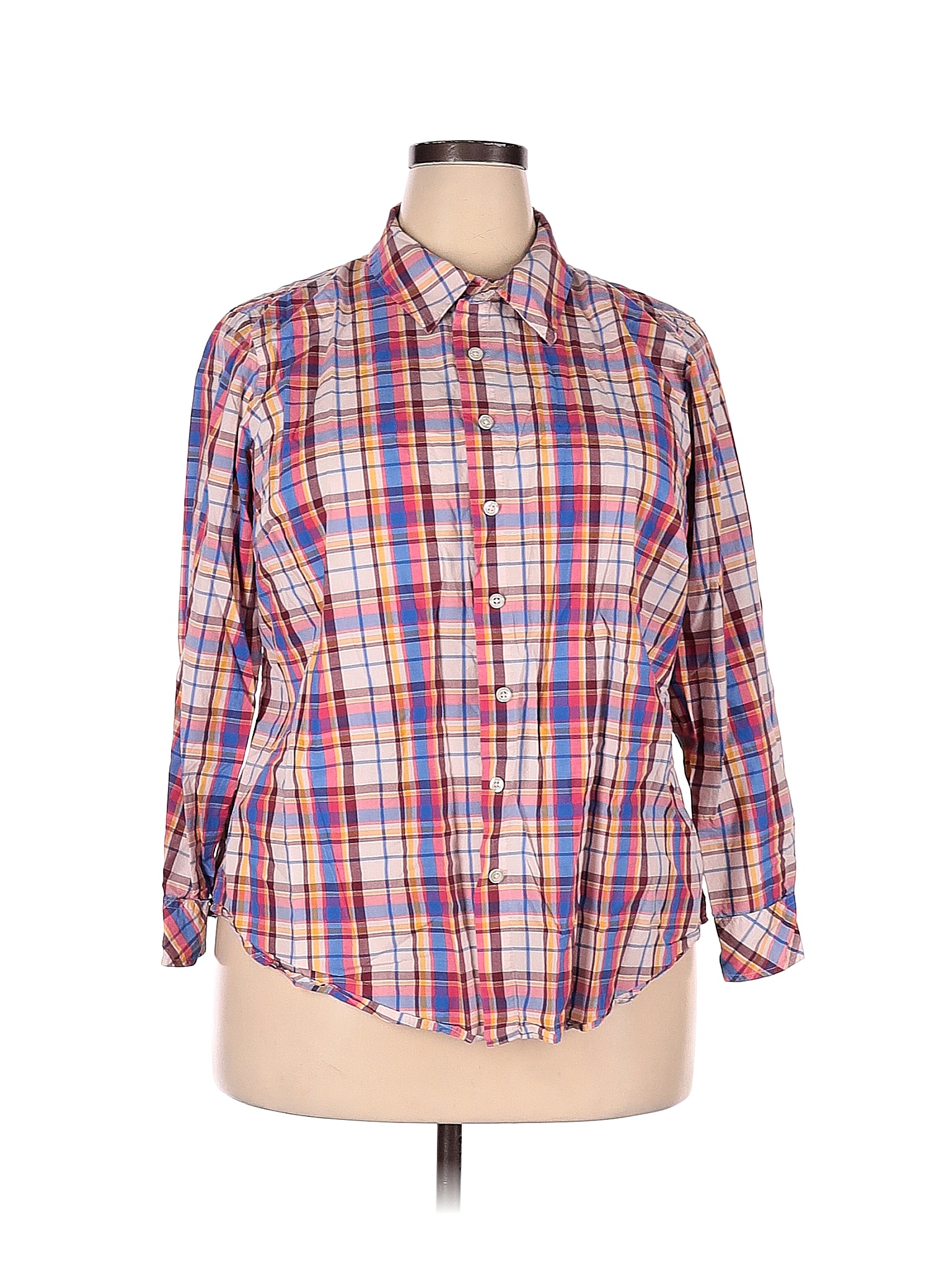Talbots 100 Cotton Blue Long Sleeve Button Down Shirt Size 2x Plus