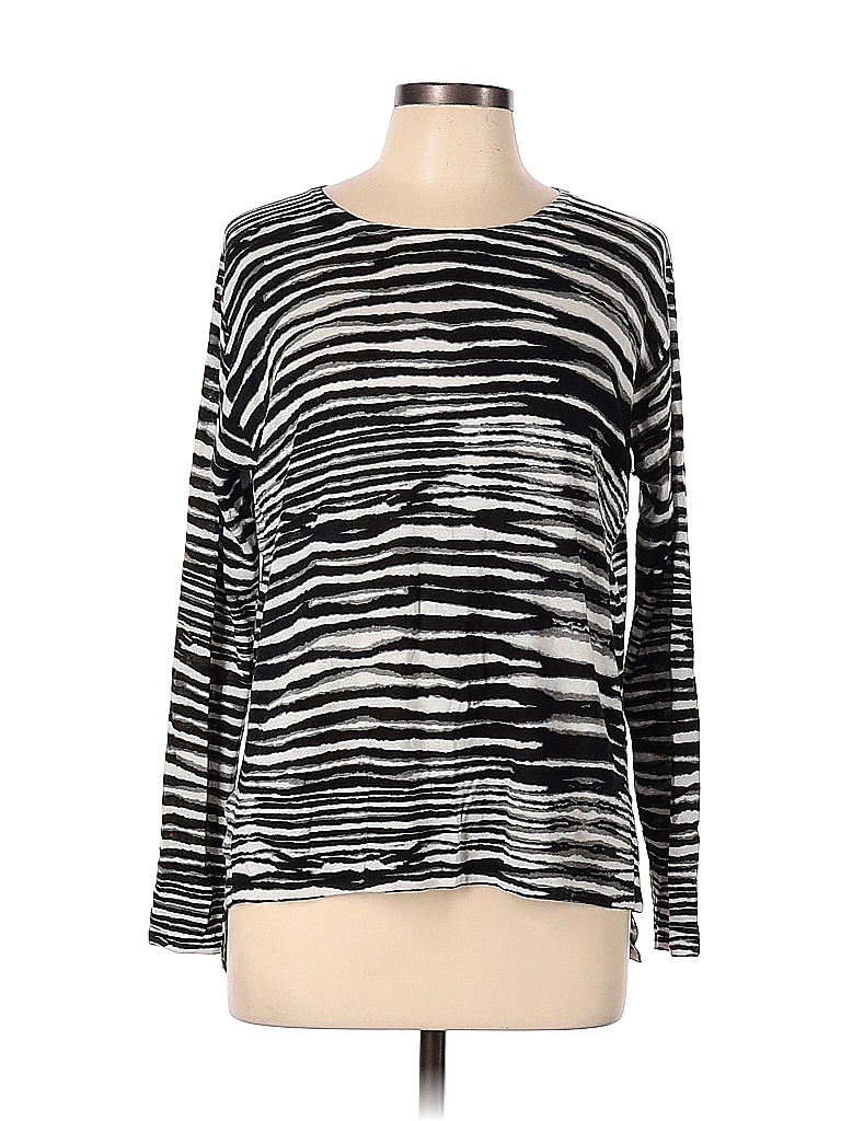 Kokun Stripes Color Block Multi Color Black Pullover Sweater Size L ...